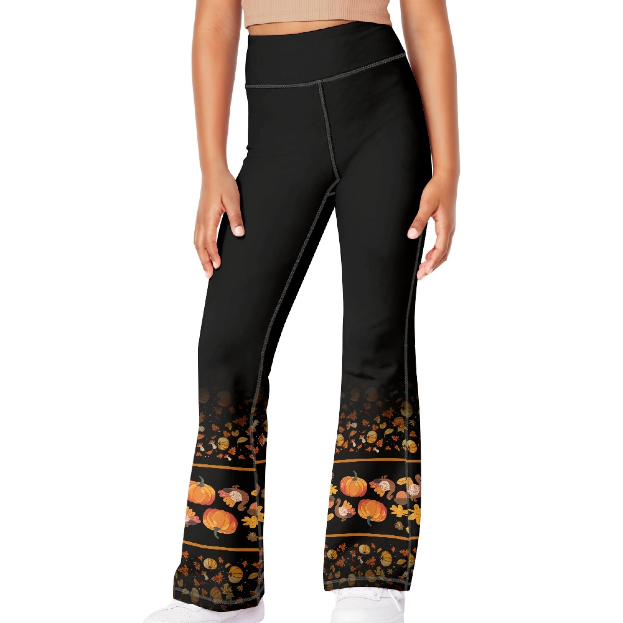 DISNIMO Black Christmas Girls Flare Leggings with Pockets High Waisted ...