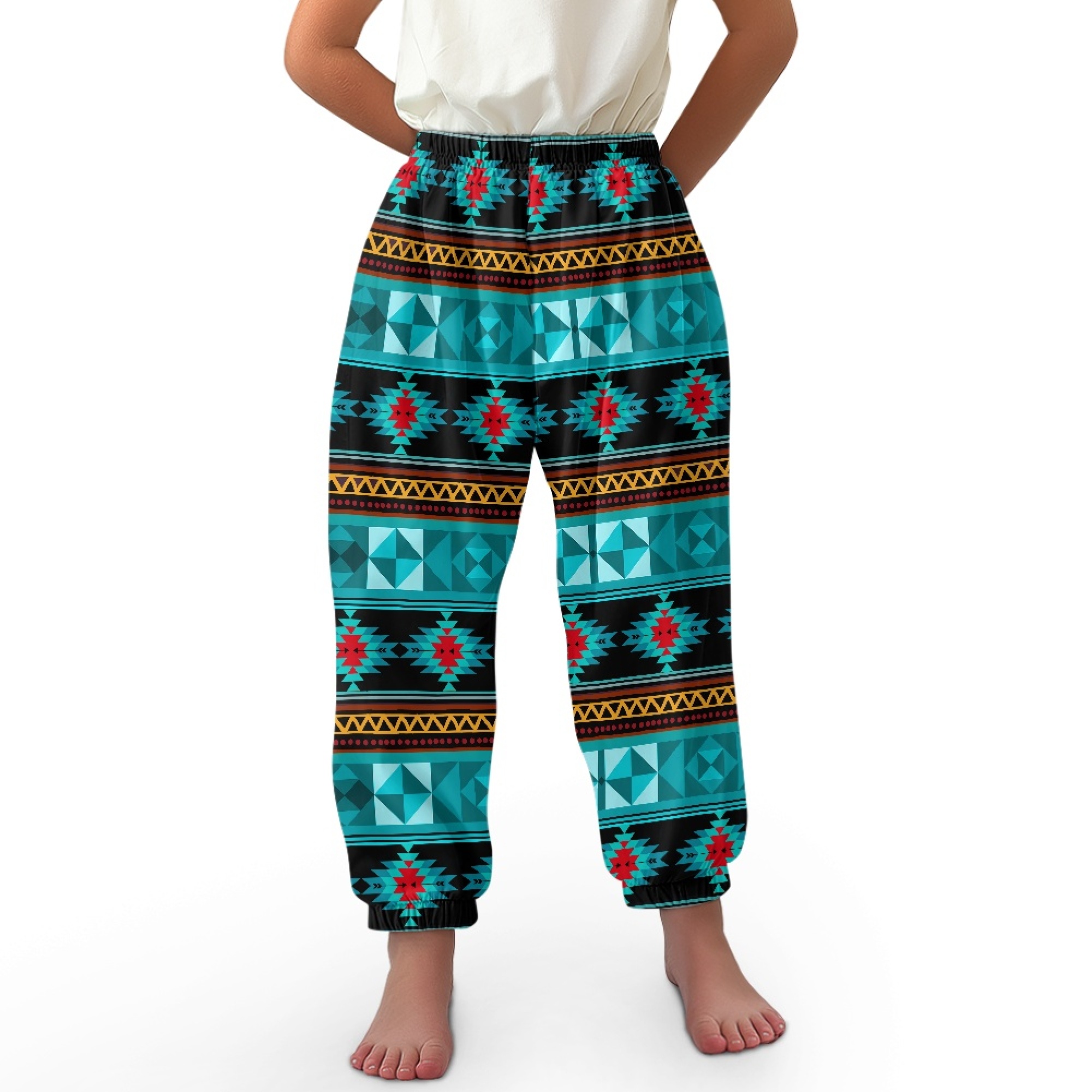 DISNIMO Blue Aztec Harem Pants for Girls Baggy Pants Size 8-12 Bloomers ...