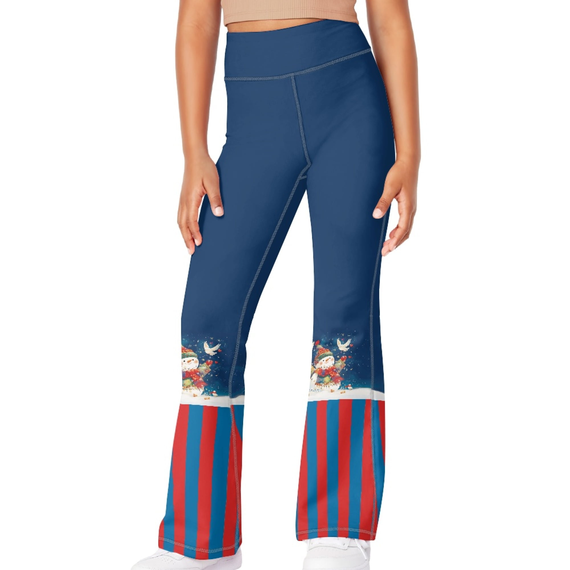 DISNIMO Blue Christmas Bell Bottom Pants for Kids Yoga Pants for Girls ...