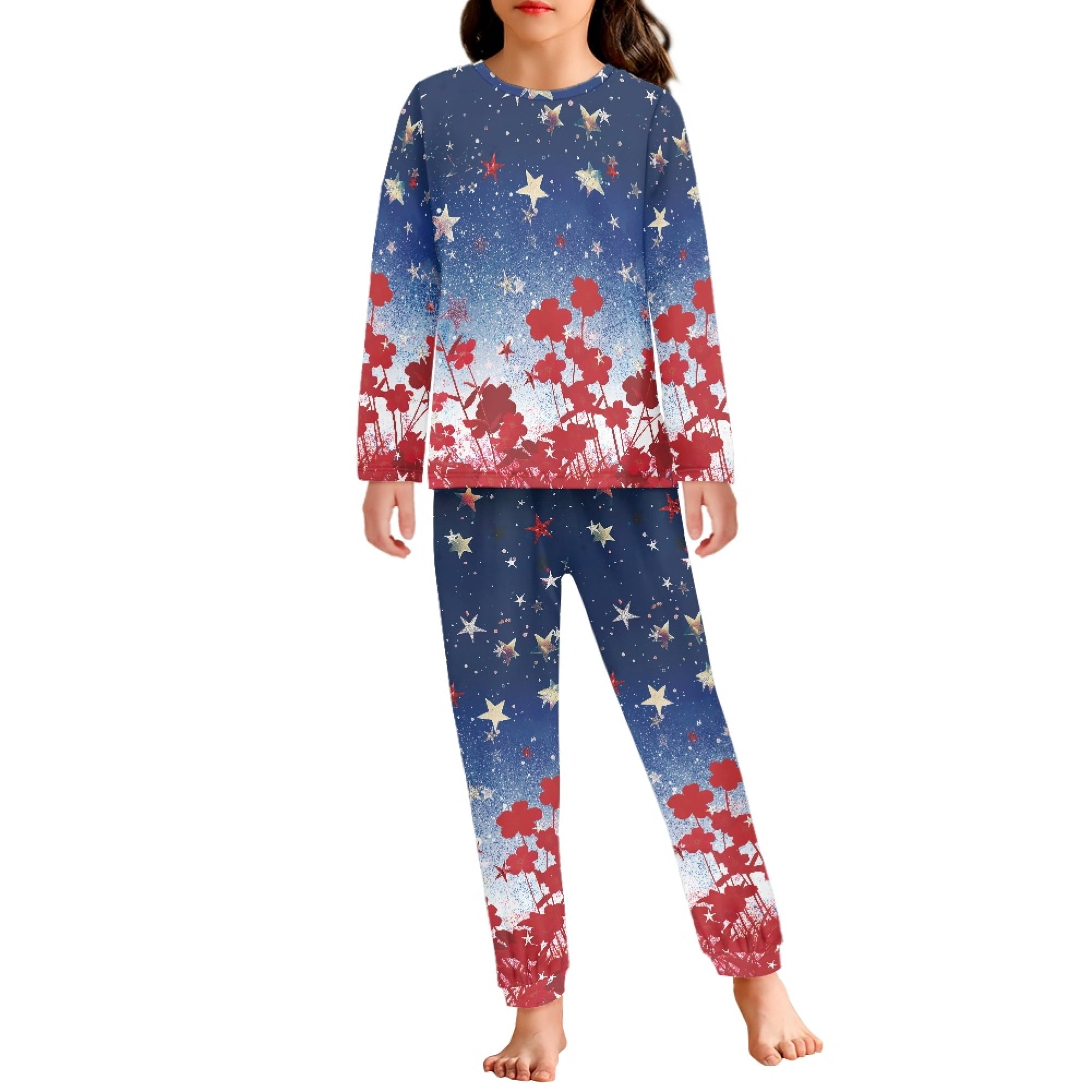 DISNIMO Blue Plants Stars Pajamas for Girls Pj Sets Size 7-8 Pajama Set ...