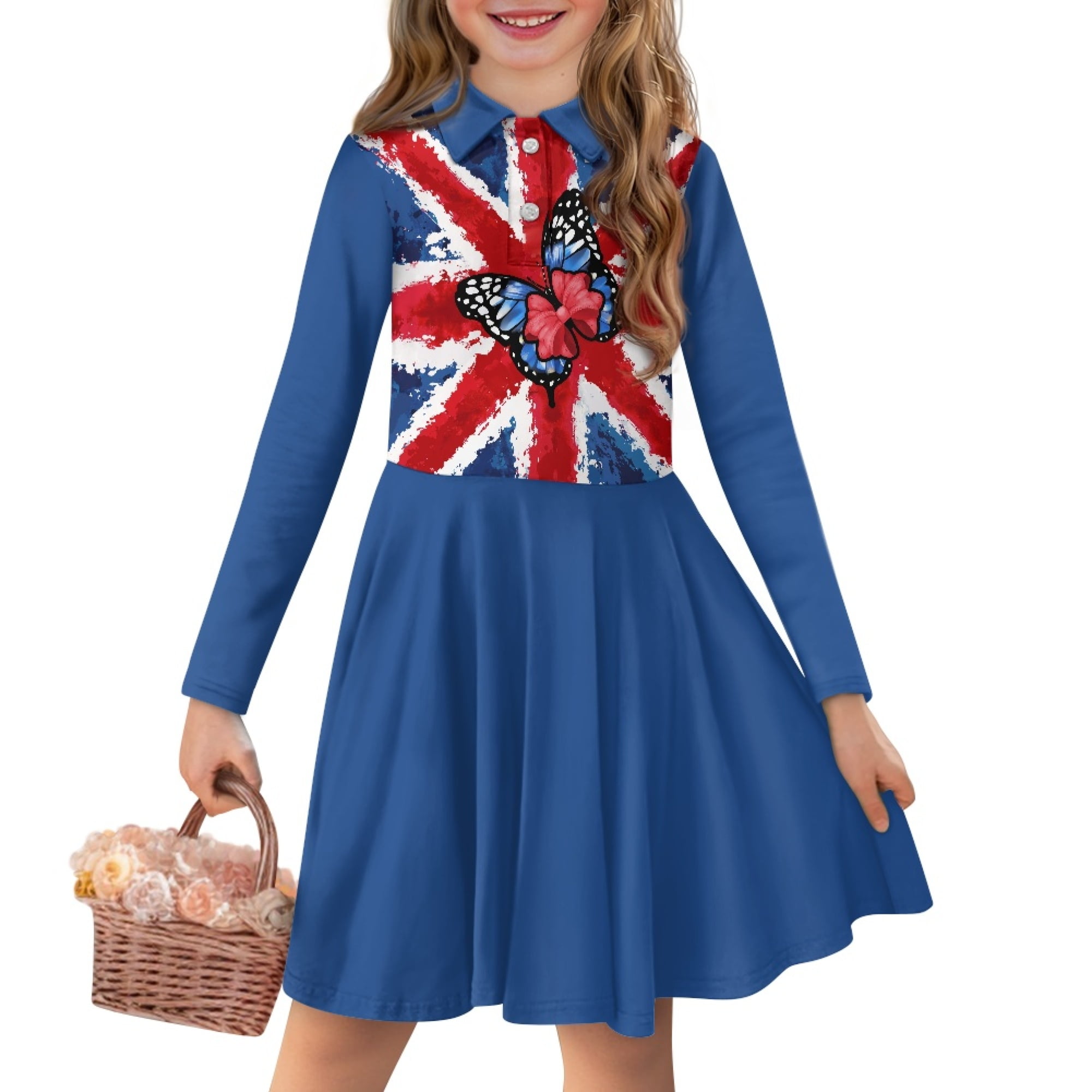 DISNIMO British Flag Dress Kids Butterfly Dresses for Teens 11-12 Dresses with Collars for Girls ...