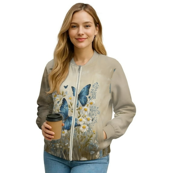 DISNIMO Butterfly Daisy Printed Sweatshirts for Women Trendy Jackets ...