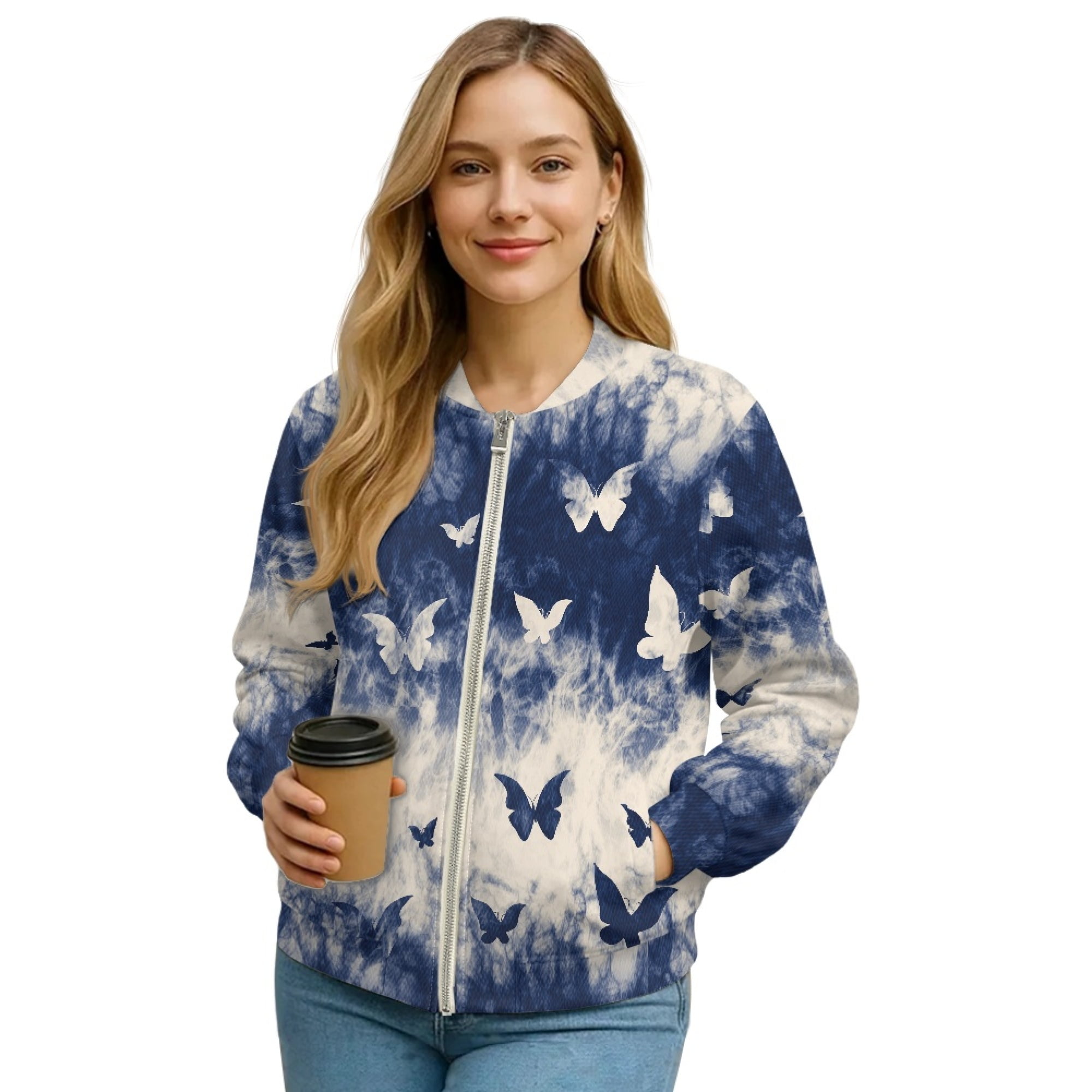 DISNIMO Butterfly Printed Jackets for Women Fall Winter Sweatshirts Zip ...