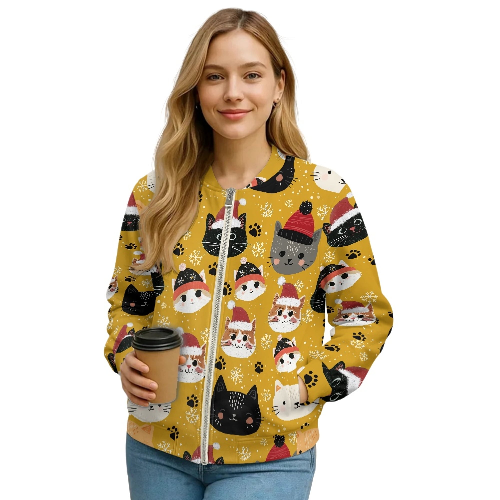 DISNIMO Cat Dog Paw Printed Jackets for Women Trendy Sweatshirts Long ...