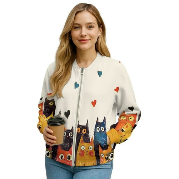 DISNIMO Cat Heart Printed Sweatshirts for Women Trendy Jackets Long ...