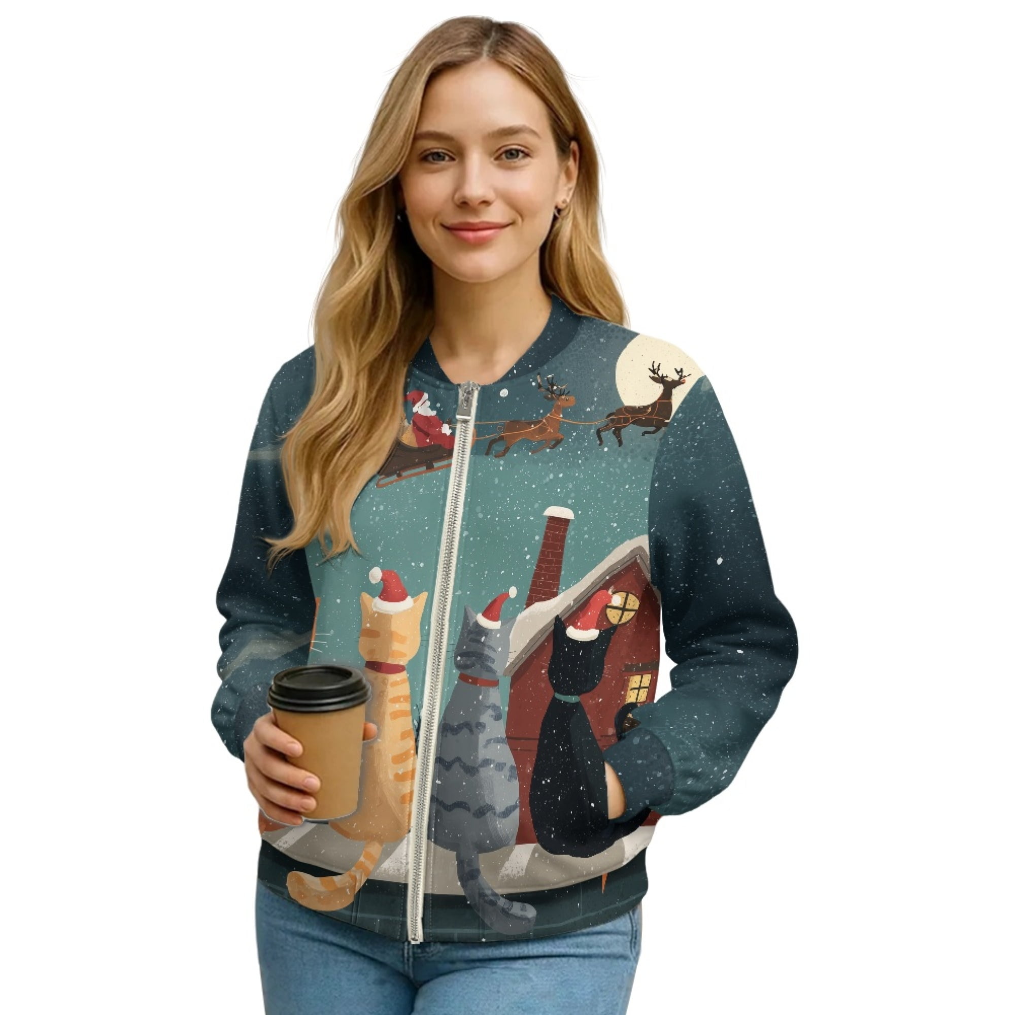 DISNIMO Cat Printed Women Sweatshirts No Hood Jackets Long Sleeve ...