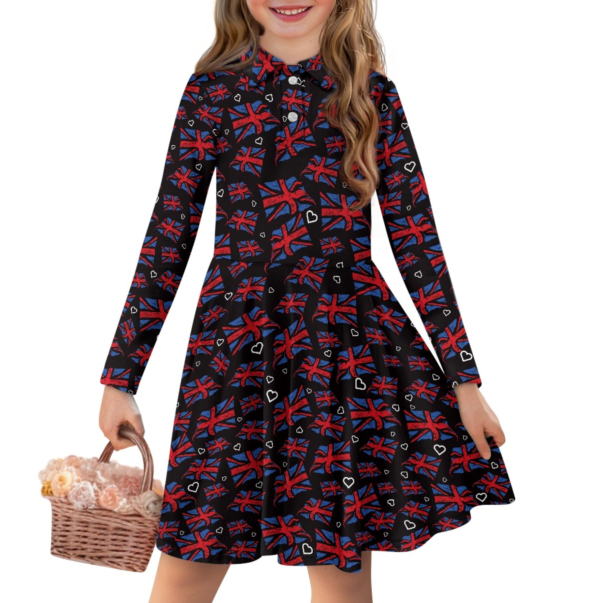DISNIMO Cherry Blossom Axolotl Dress for Girls Long Sleeve Midi Dresses for Kids 5-6 Years Girls ...