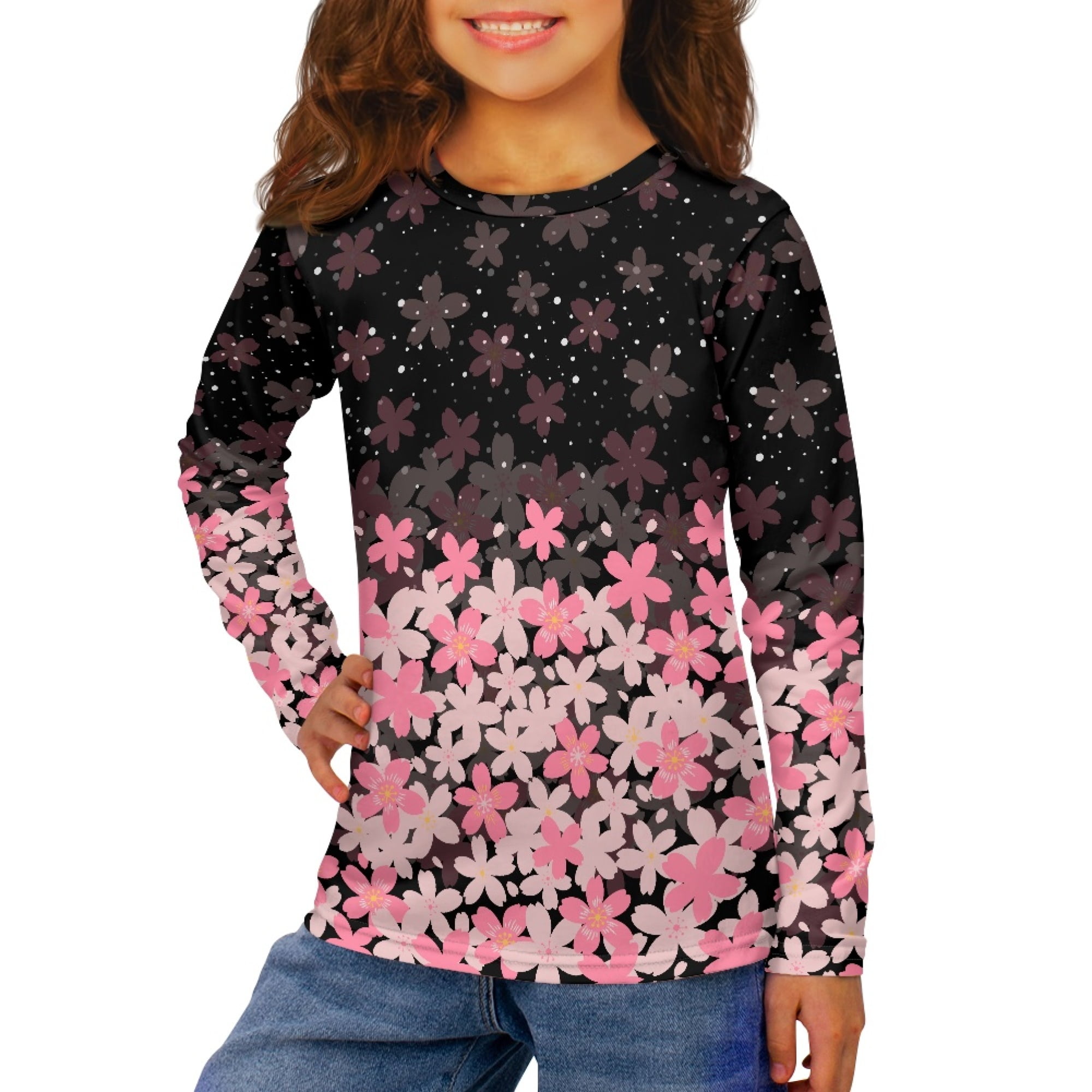 DISNIMO Cherry Blossom Girls Shirt Long Sleeve Tee Shirts for Girls ...