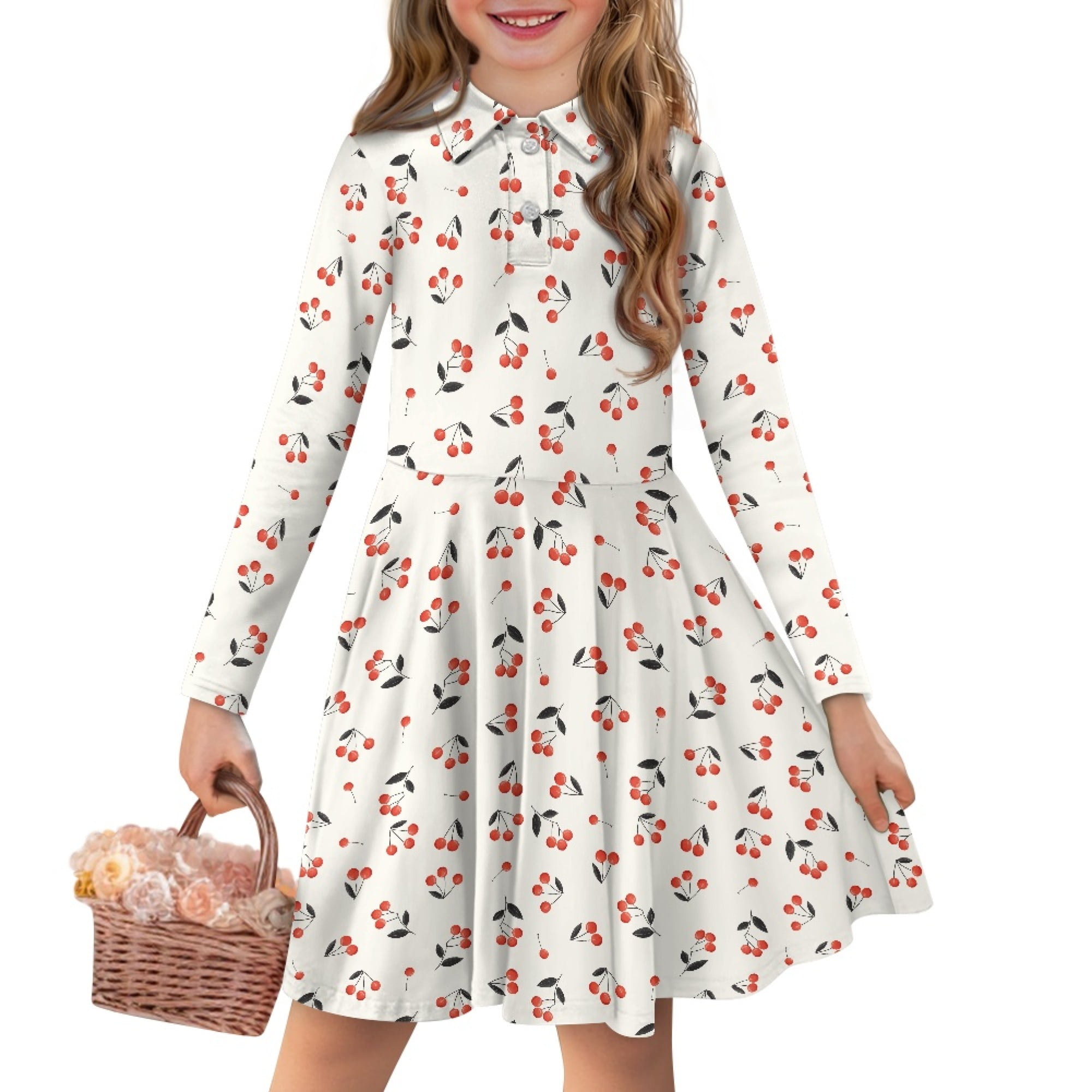 DISNIMO Cherry Dress for Girls 11-12 Dresses for Kids Medium Dress for Girls Skater Dress Long ...