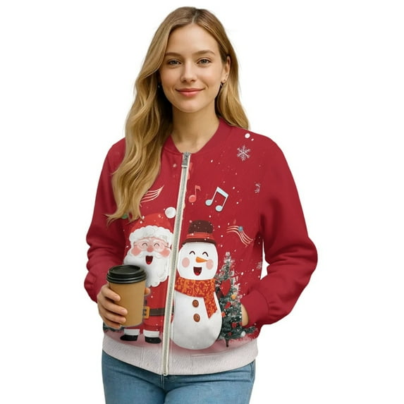 DISNIMO Christmas Sweatshirts for Women Santa Claus Printed Jackets ...