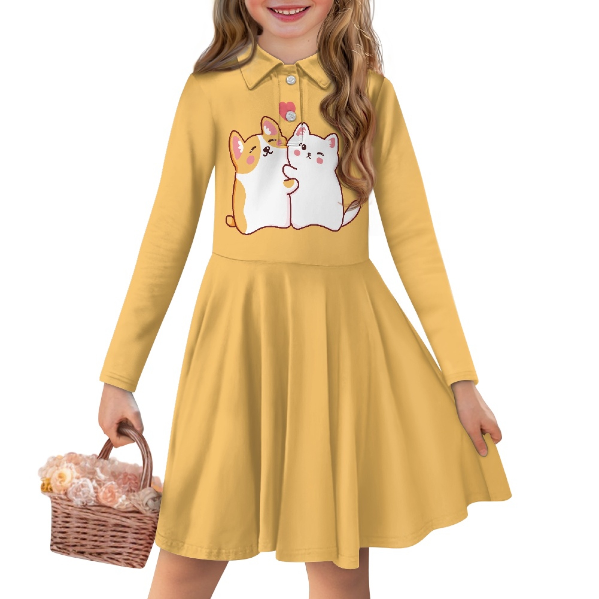 DISNIMO Corgi Dress for Girls Heart Dresses for Girls 7-8 Fall Swing ...