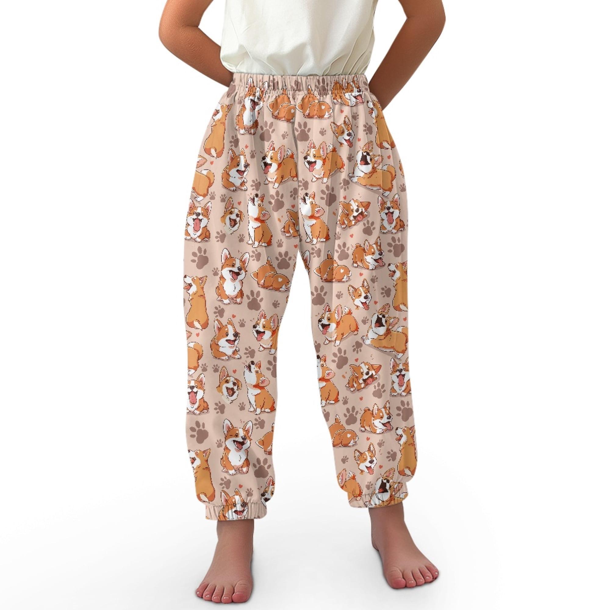 DISNIMO Corgi Paw Print Girls Harem Pants for Girls Bloomer Harem Pants ...