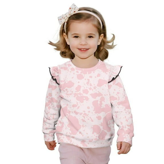 DISNIMO Cow Print Sweatshirt for Girls Crewneck Pullover Tops ...