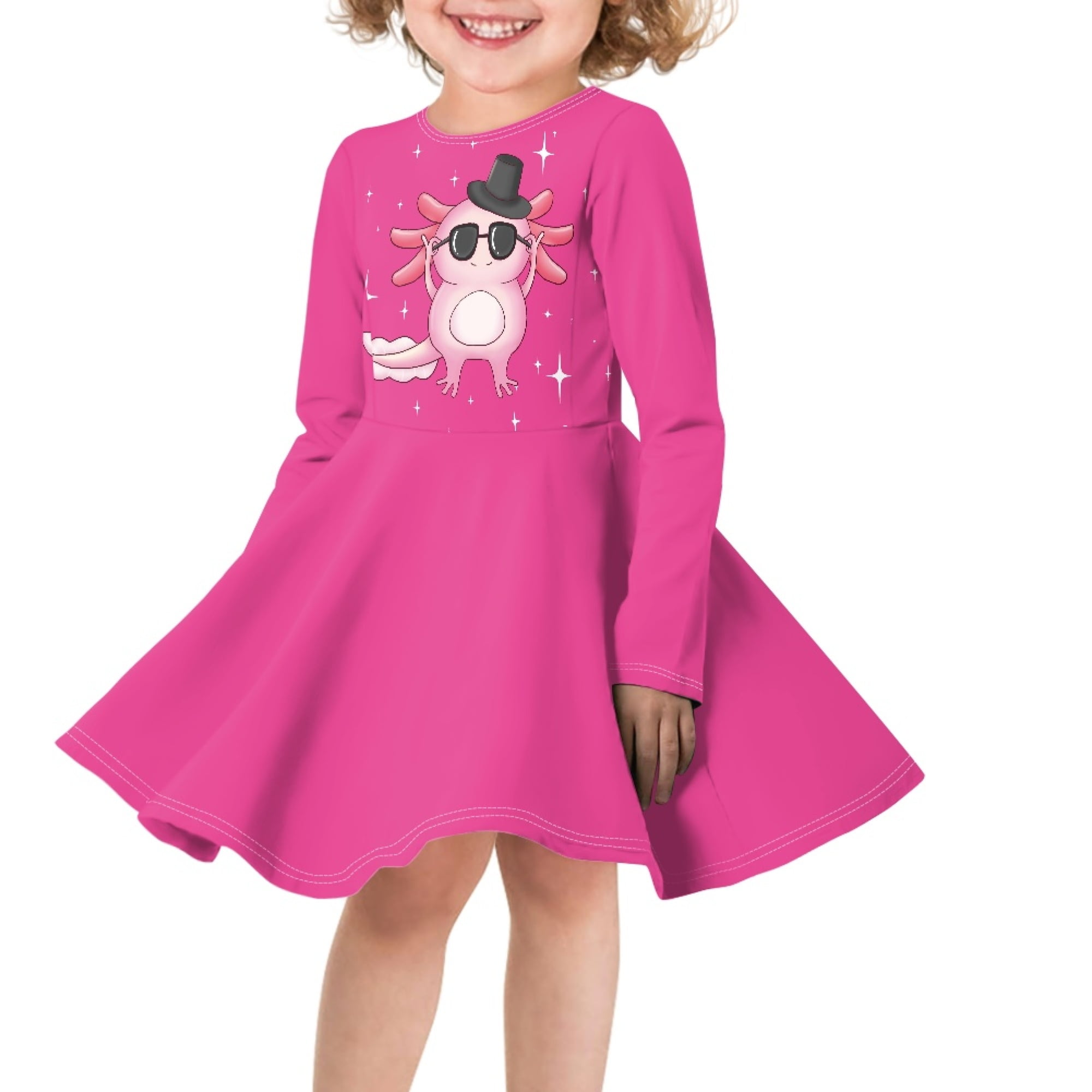 DISNIMO Cute Axolotl Dress for Girls Dress Kids 9-10 Dresses Long Sleeve Kids Dresses Fall Midi ...