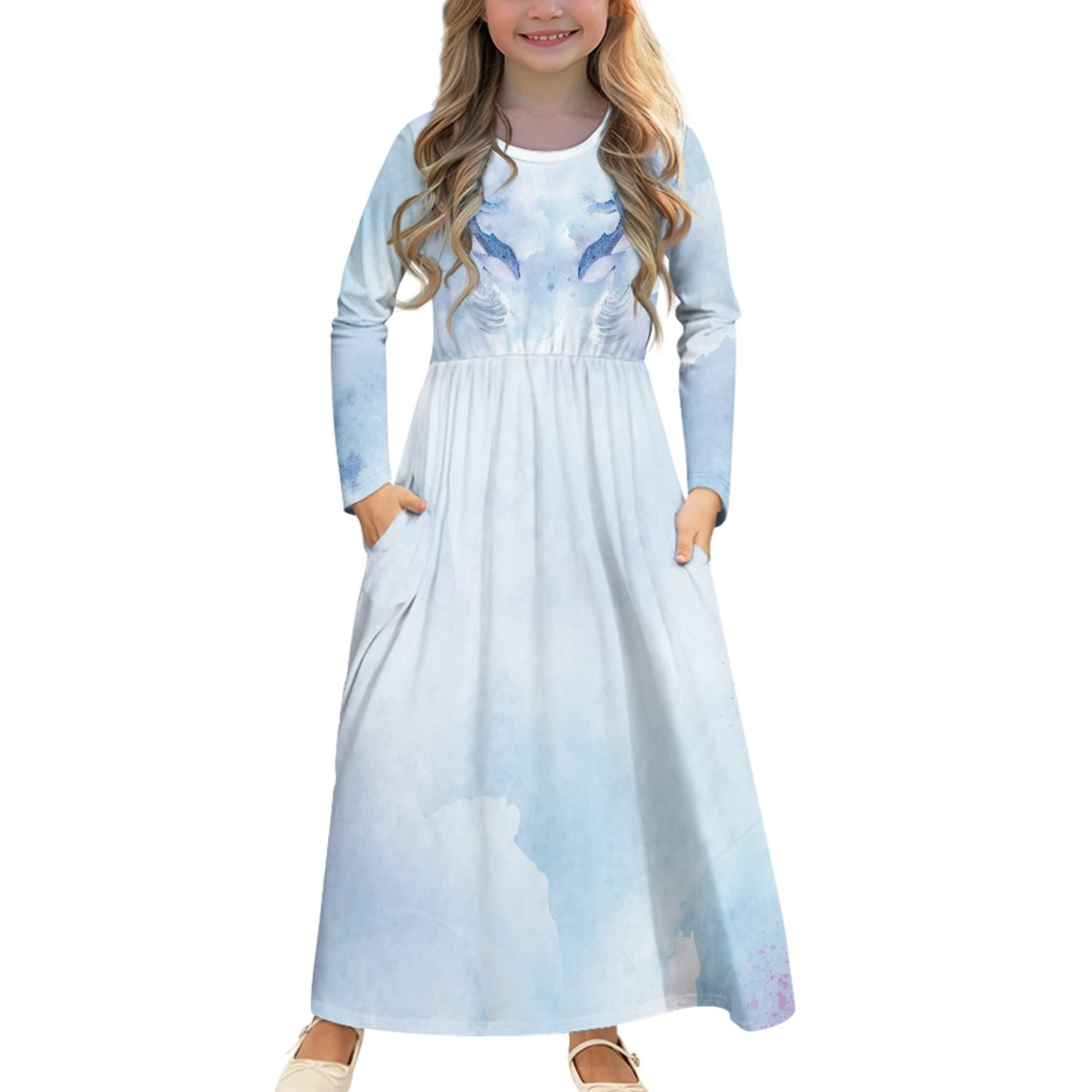 DISNIMO Cute Dolphin Dress with Pockets for Kids Long Sleeve Dress for Girls 13-14 Dresses Long ...