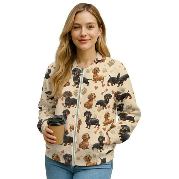 DISNIMO Dachshund Dog Paw Printed Jackets for Women Long Sleeve ...