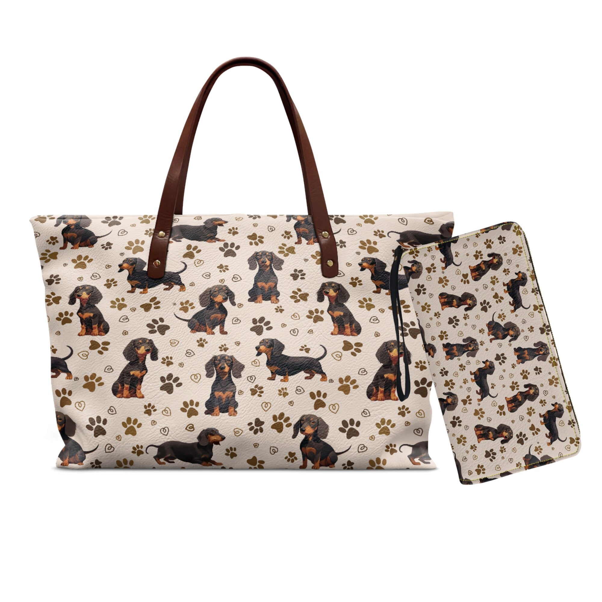 DISNIMO Dachshund Dog Print Purses Set of 2 Large Tote Handbag with ...