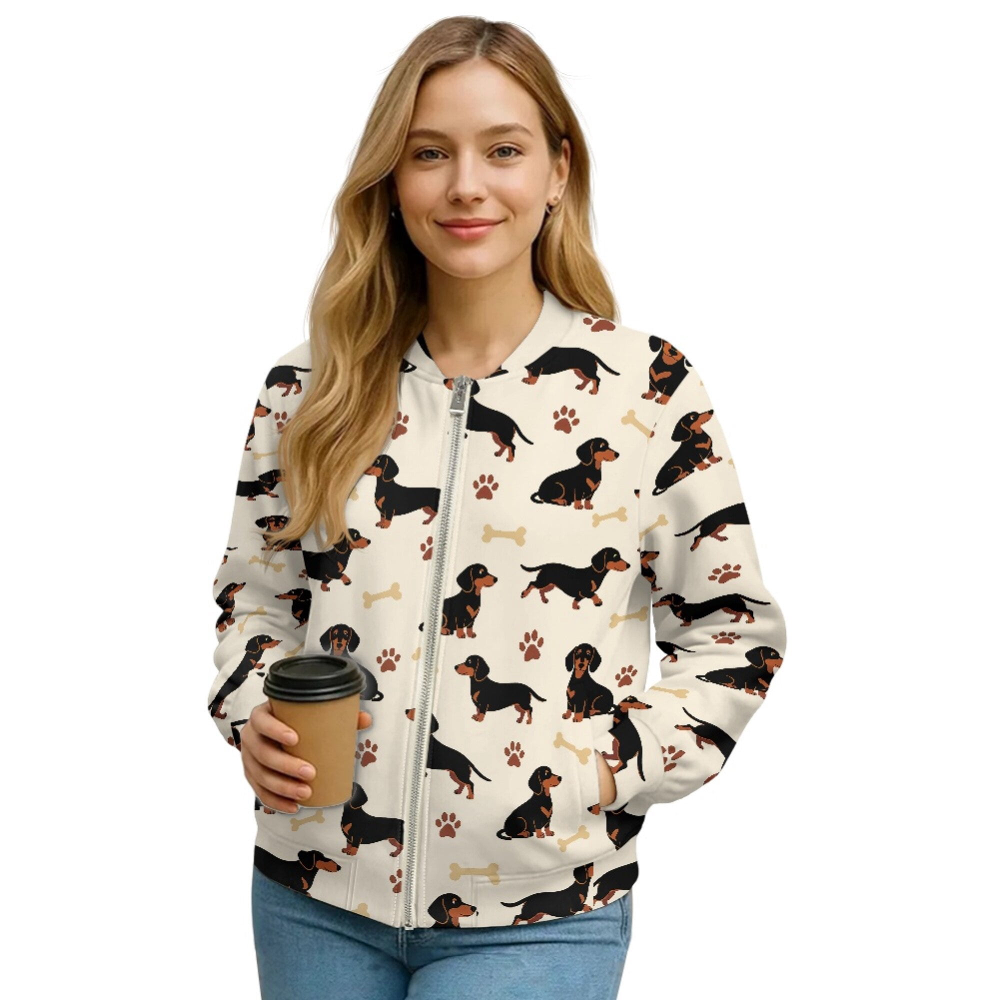 DISNIMO Dachshund Printed Jackets for Women Dog Paw Printed Sweatshirts ...