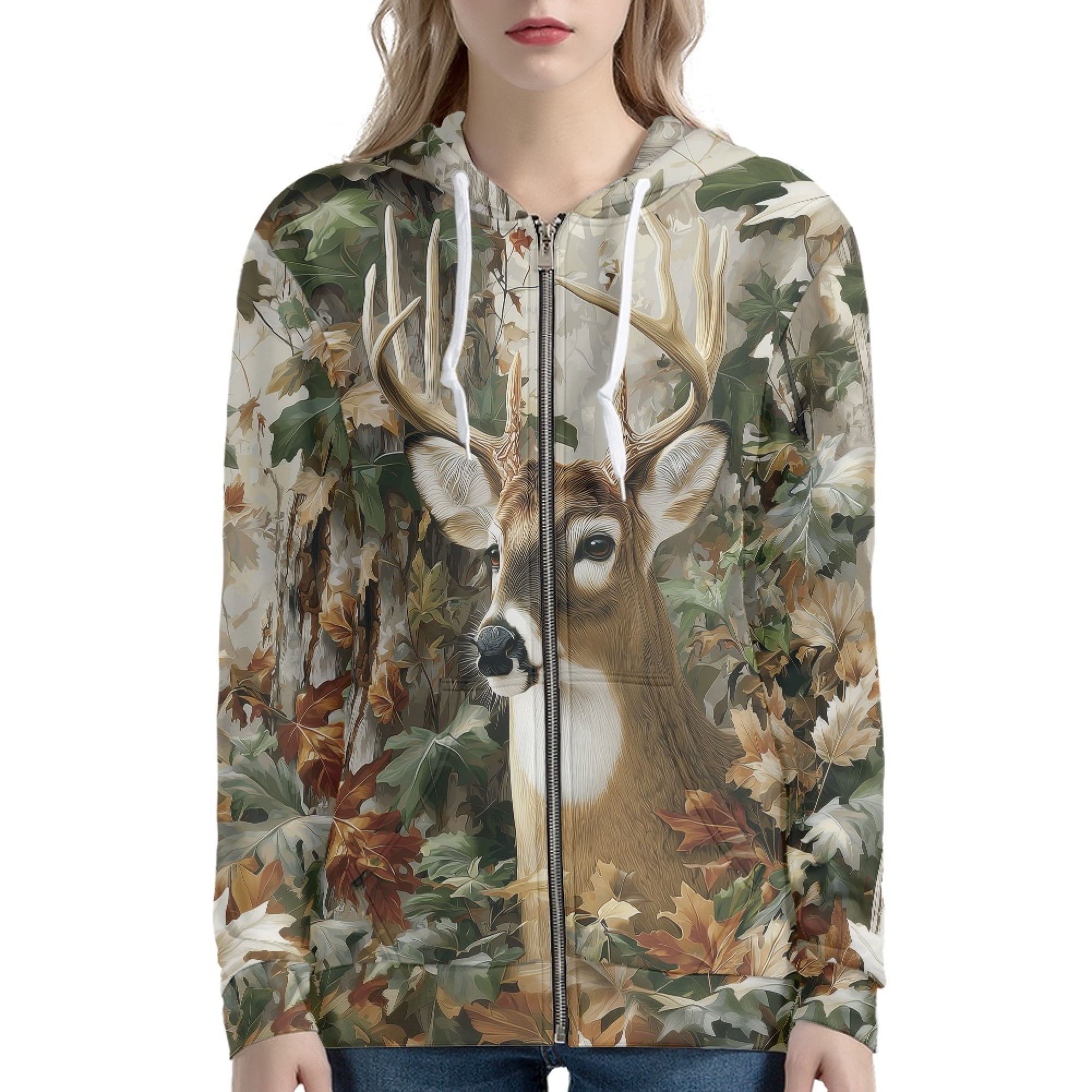 DISNIMO Deer Printed Hoodies for Women Camo Hunting Printed Hooded Tops ...