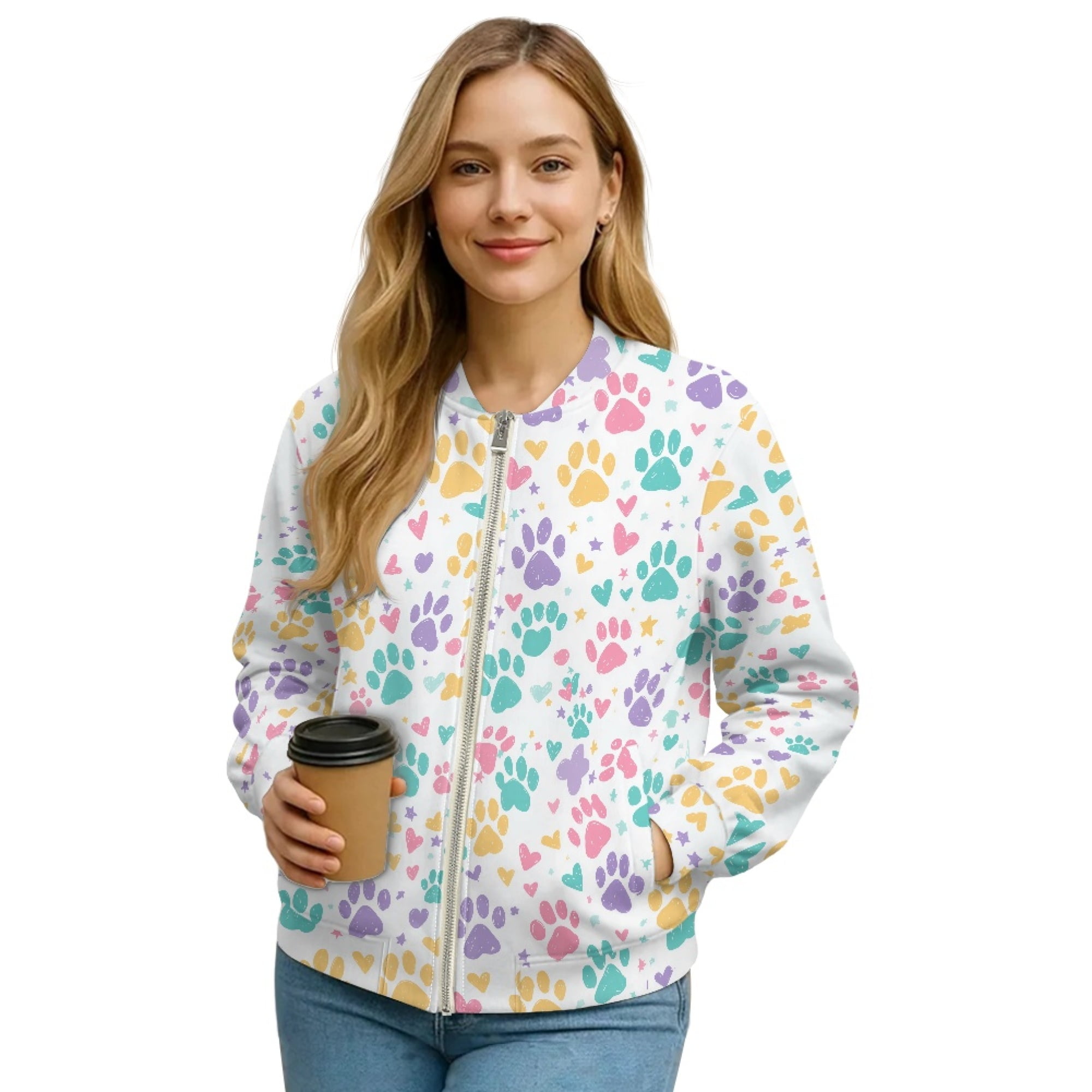 DISNIMO Dog Paw Printed Jackets for Women Trendy Sweatshirts Long ...