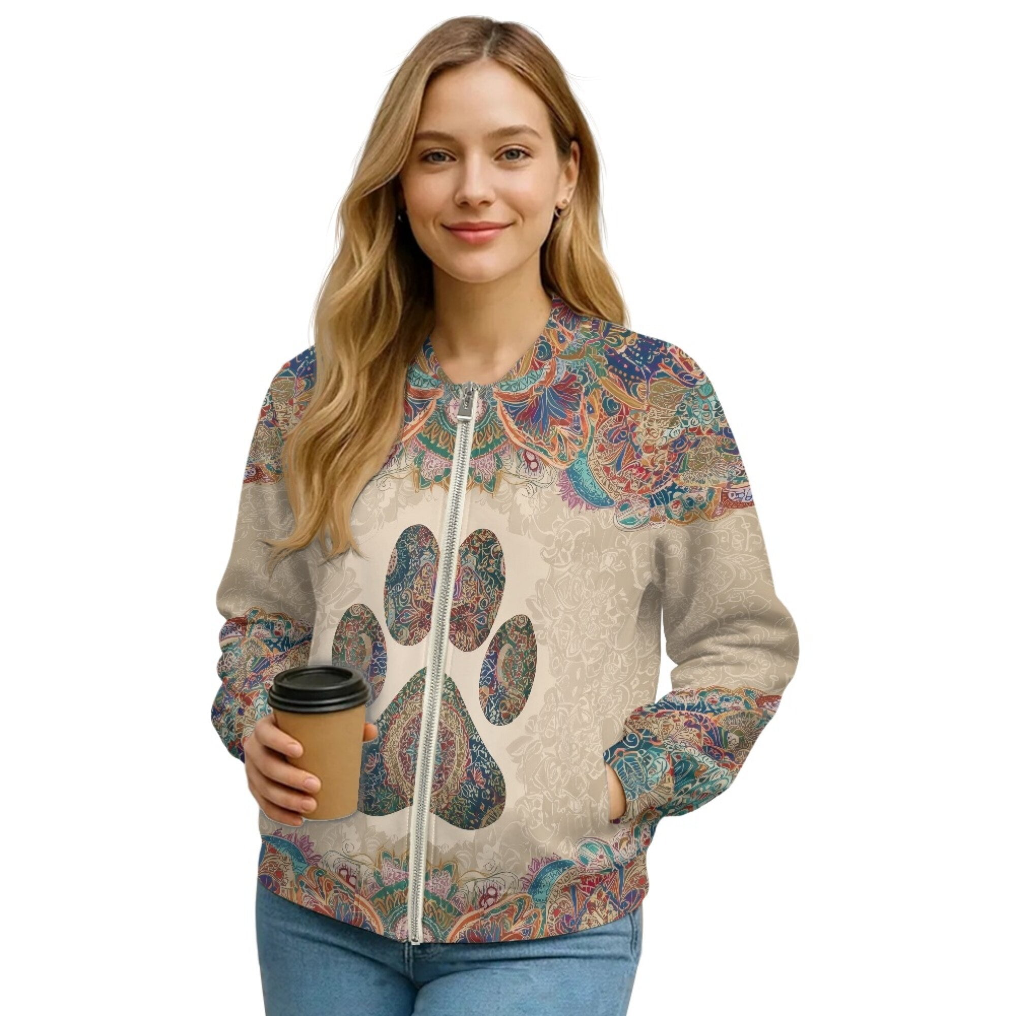 DISNIMO Dog Paw Printed Sweatshirts for Women Floral Printed Outwear ...