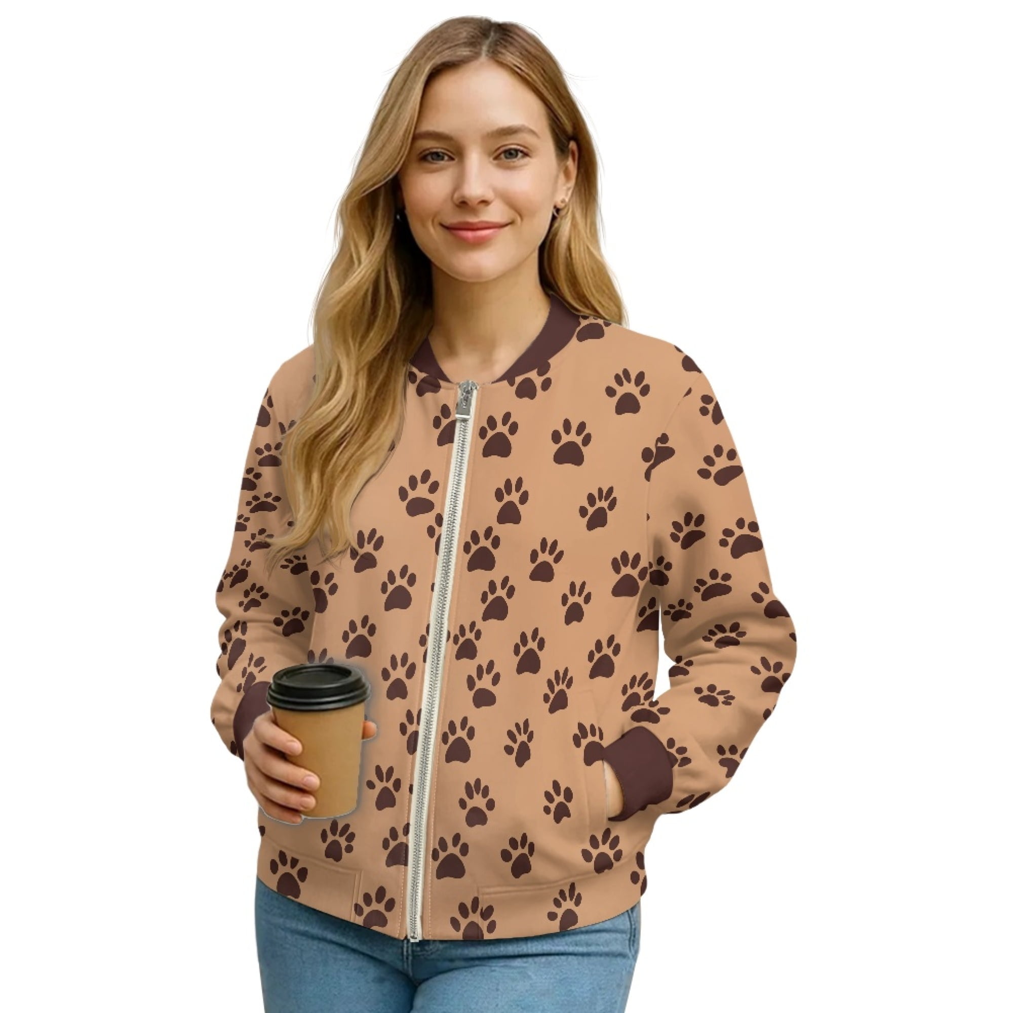 DISNIMO Dog Paw Printed Sweatshirts for Women Zip Up Jackets Long ...
