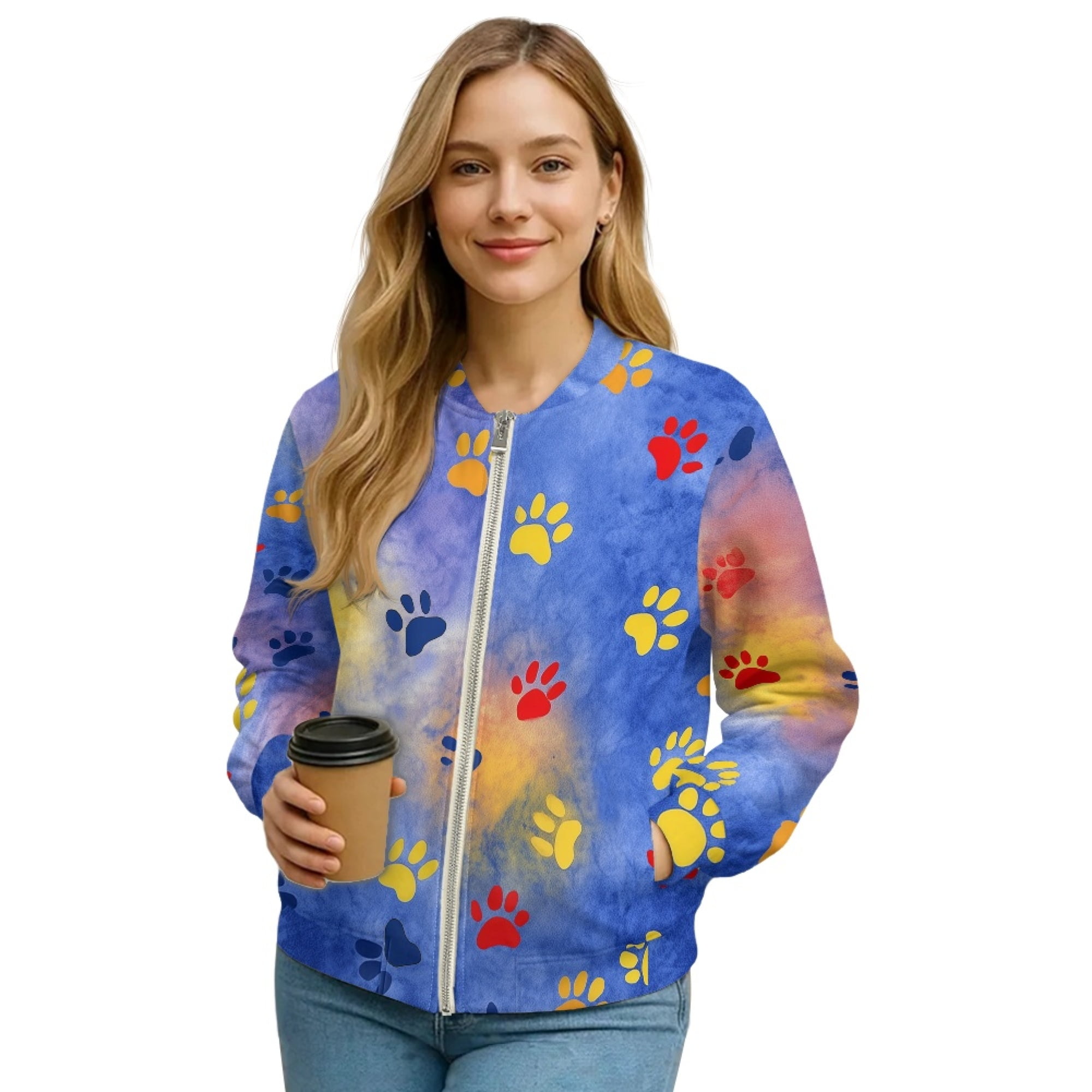 DISNIMO Dog Paw Printed Sweatshirts for Women Zip Up Jackets Long ...
