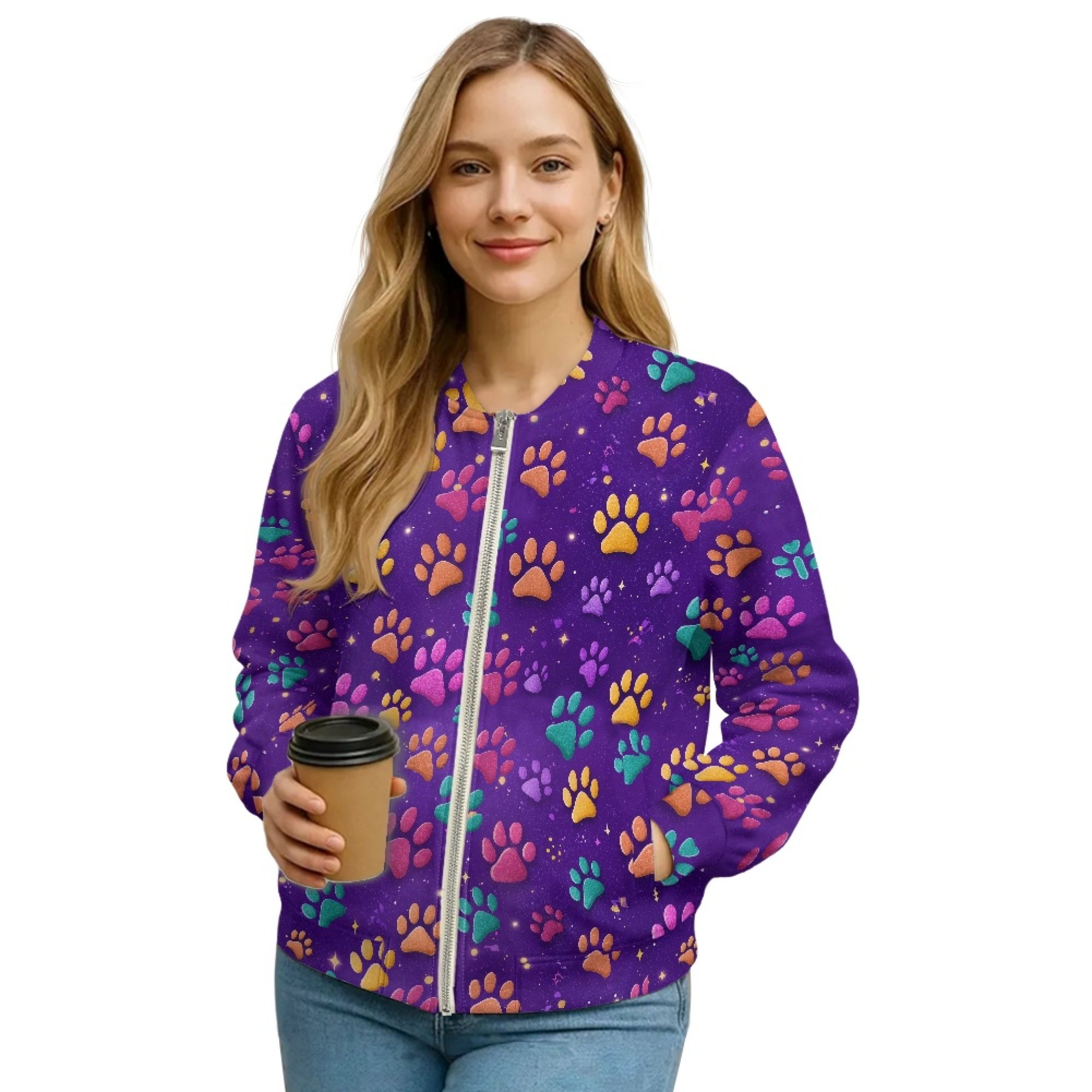 DISNIMO Dog Paw Printed Women Sweatshirts No Hood Outwear Long Sleeve ...