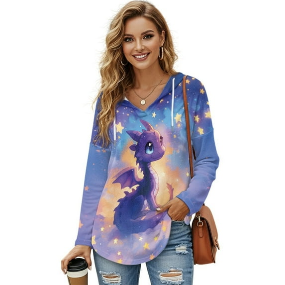 DISNIMO Dragon Star Printed Hoodies for Women Long Sleeve Sweatshirts V ...