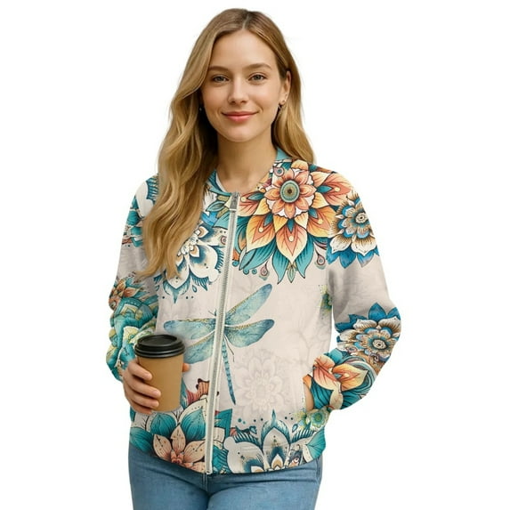 DISNIMO Dragonfly Printed Women Sweatshirts No Hood Jackets Long Sleeve ...