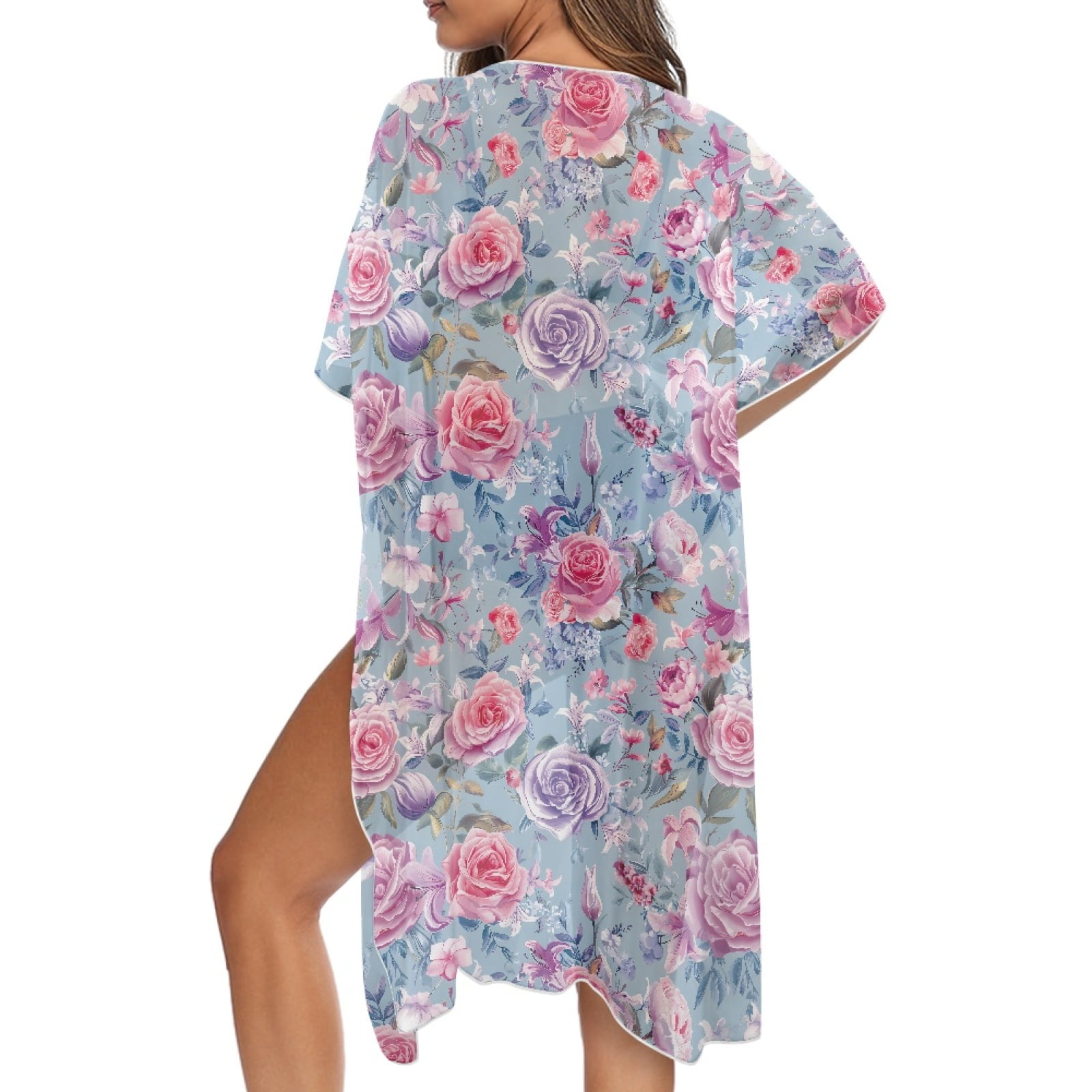 DISNIMO Floral Print Women's Beach Cover up Swimsuit Kimono Cardigan ...