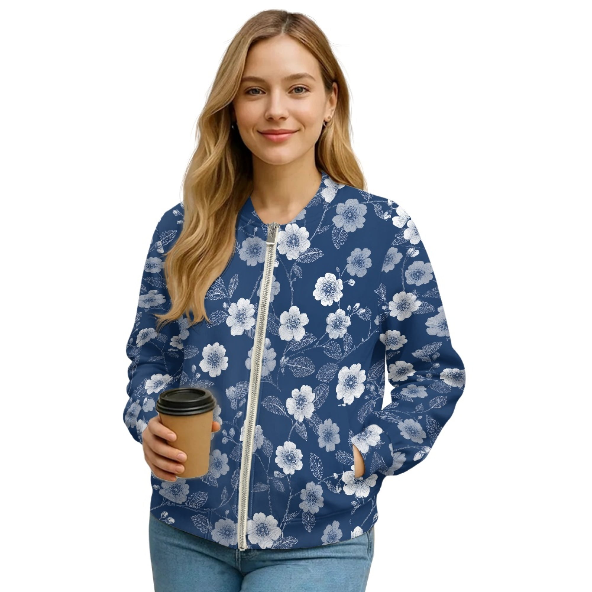 DISNIMO Flower Printed Jackets for Women Trendy Sweatshirts Long Sleeve ...