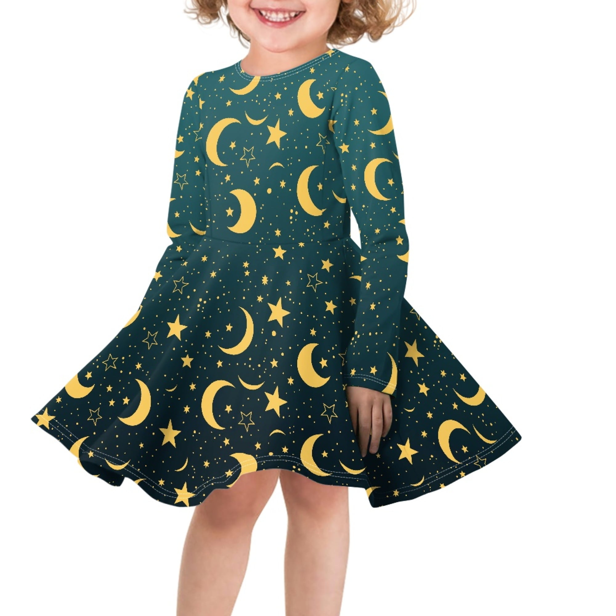 DISNIMO Galaxy Moon Dress Girls Kids Star Dress for Girls School Dresses Size 9-10 Girls Fall ...