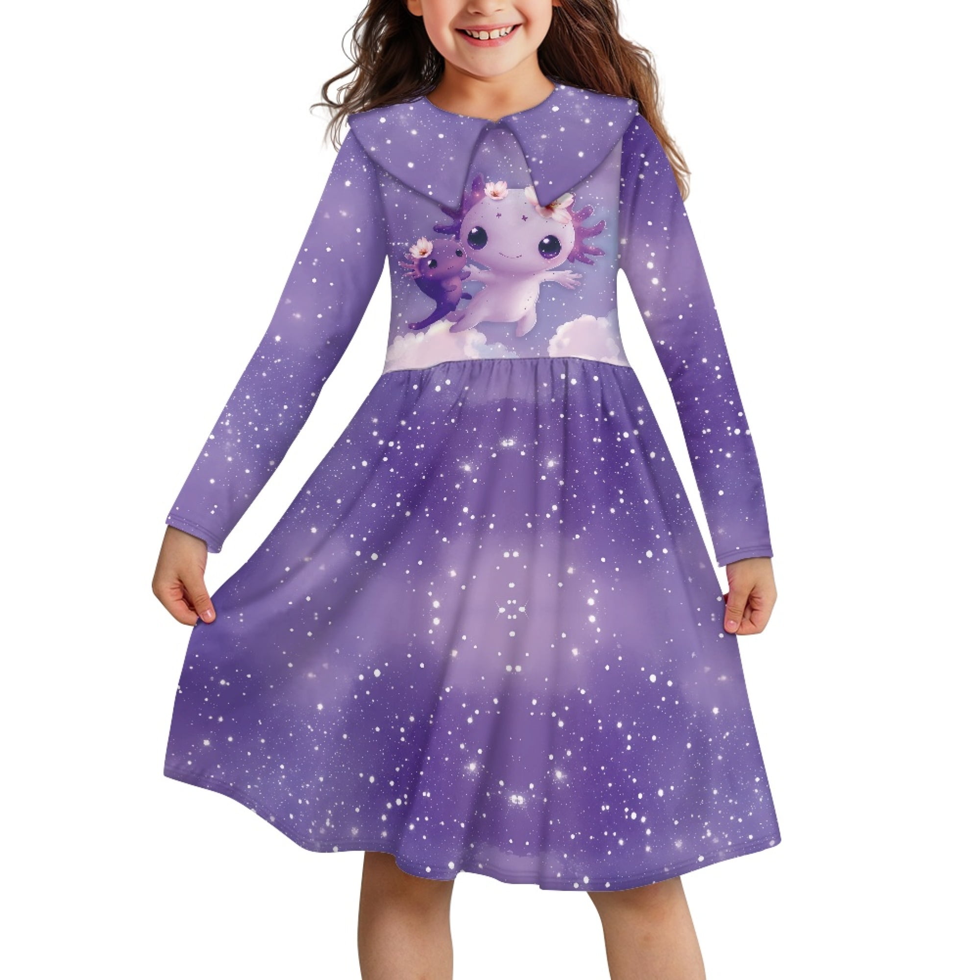 DISNIMO Girl Axolotl Dress for Girls Long Sleeve Dresses Size 7/8 Girls Dresses Fall Dresses for ...