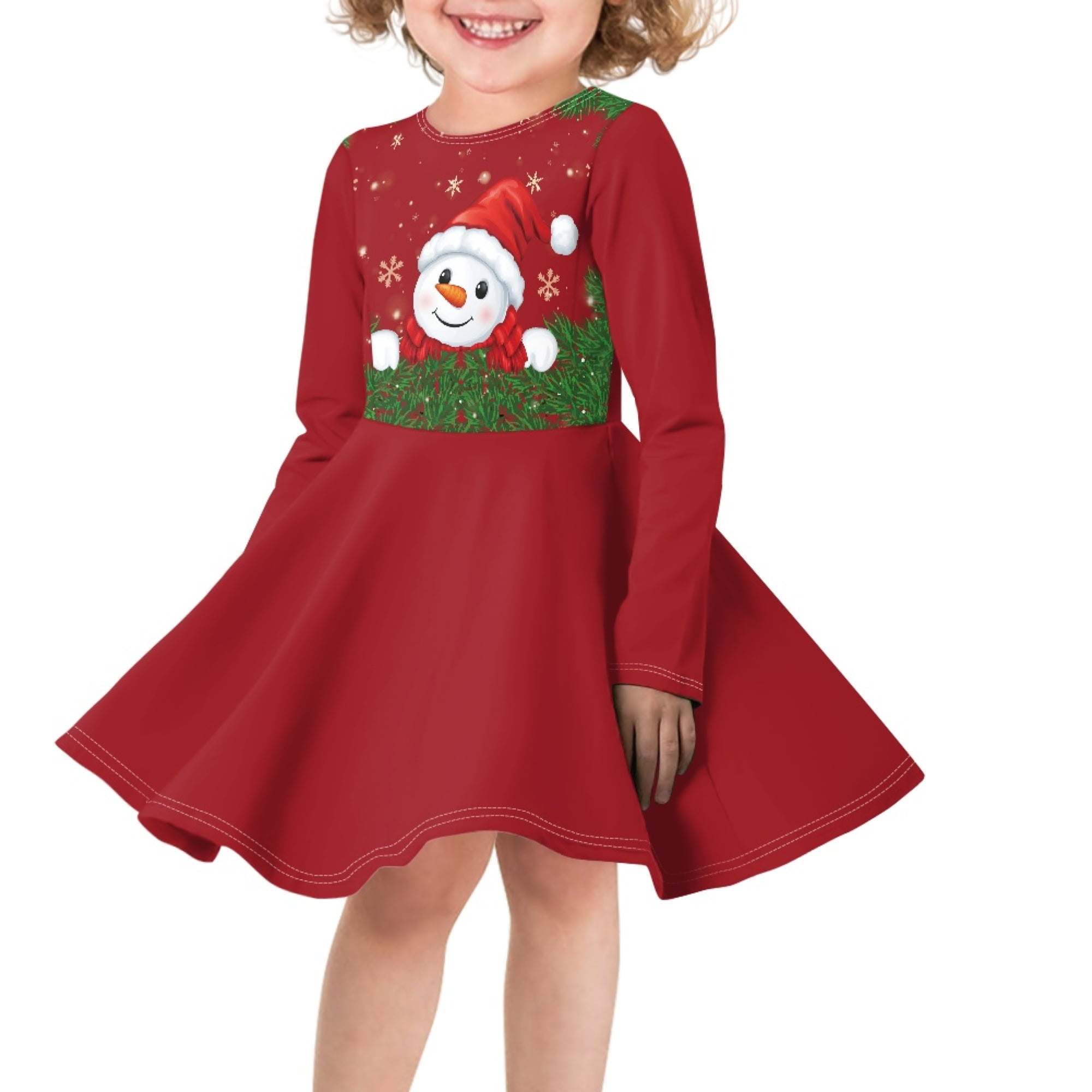 DISNIMO Girl Christmas Dress Snowman Dress Girls Red Christmas Dress ...