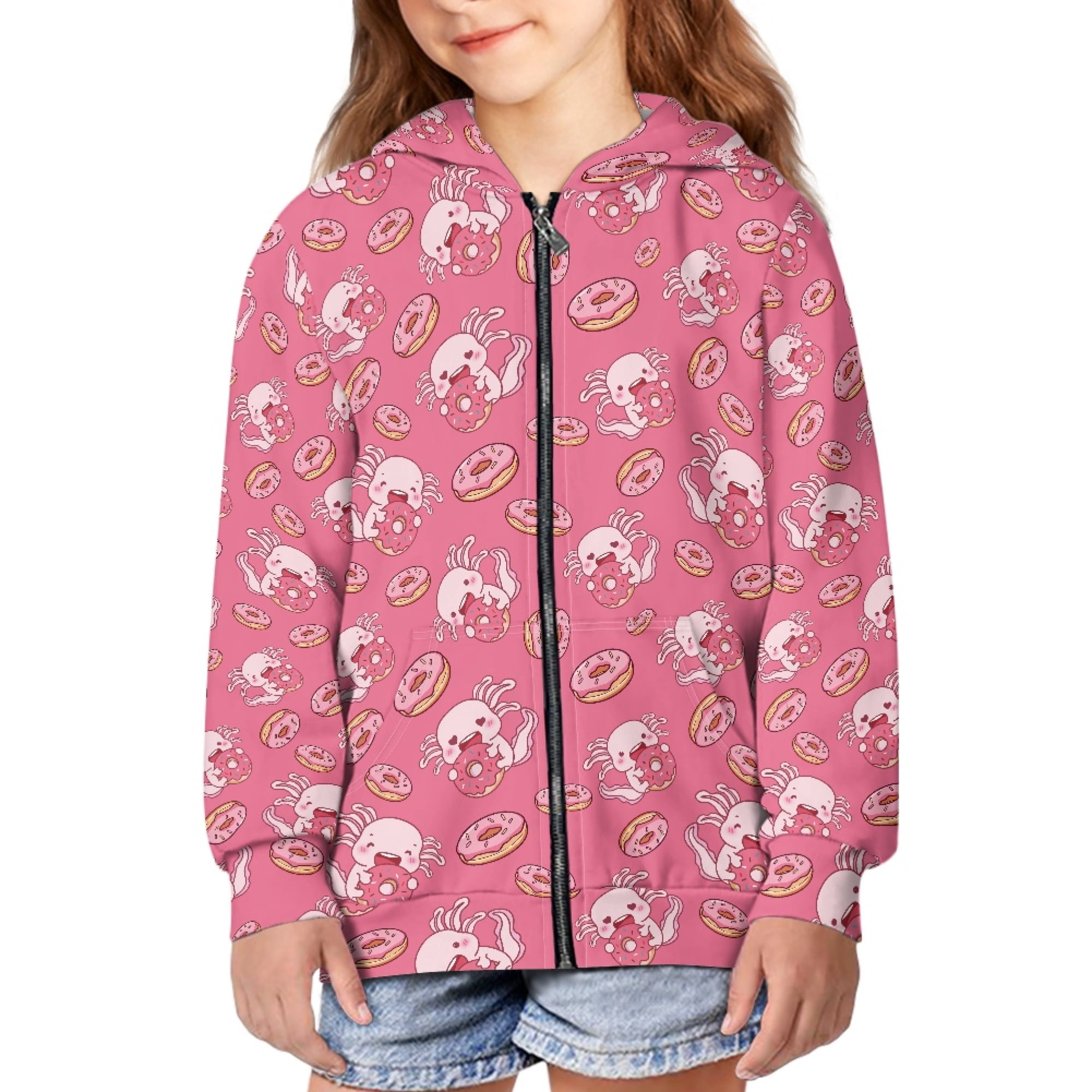 DISNIMO Girls Axolotl Zip Up Hoodie Teen Girl Doughnut Hoodies for Kids ...