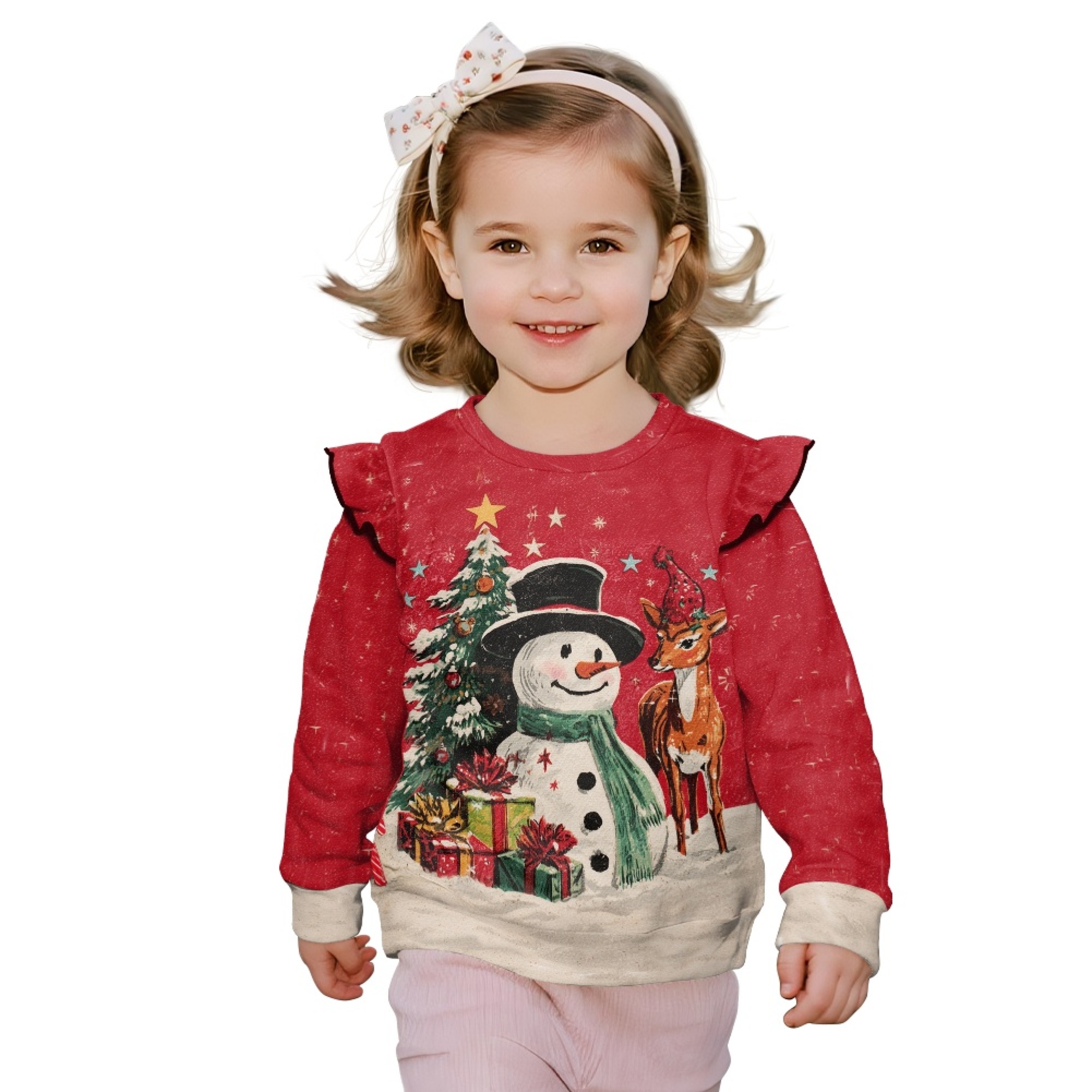 DISNIMO Girls Christmas Sweatshirt Long Sleeve Pullover Tops Snowman ...