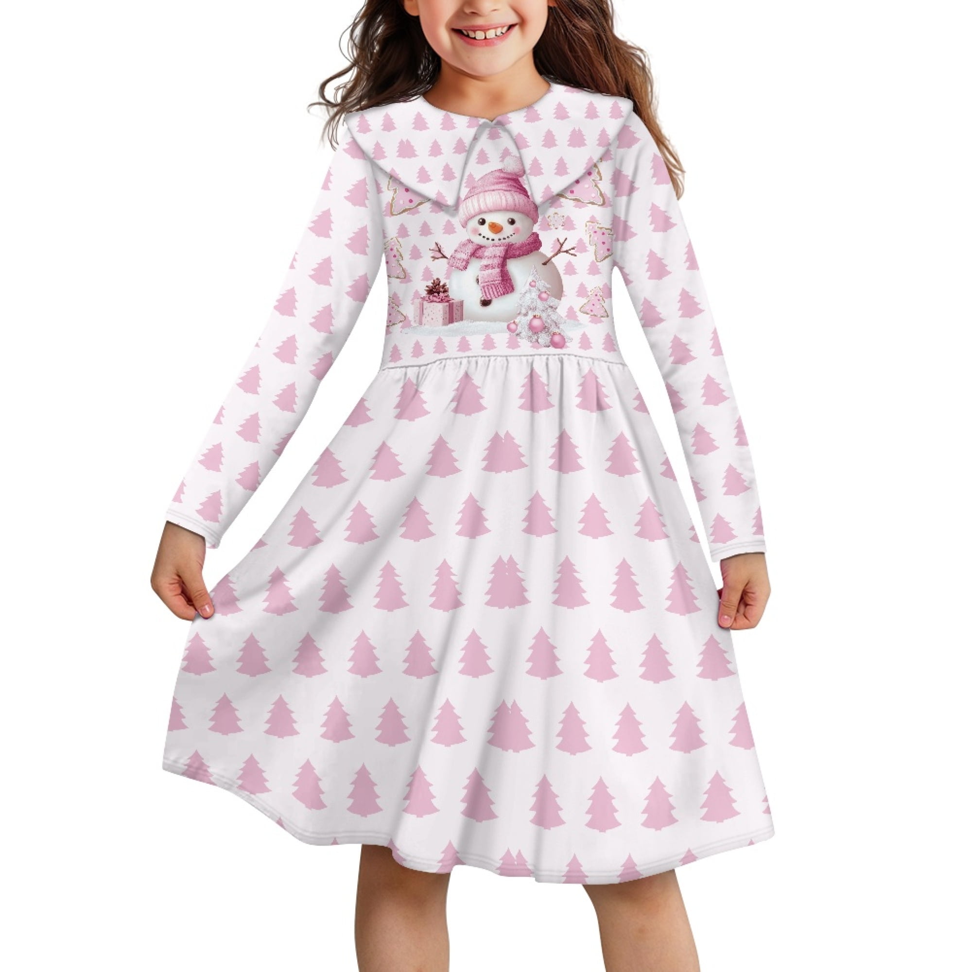 DISNIMO Girls Christmas Tree Dress Kids Girls Snowman Christmas Dress for Children Long Sleeve ...