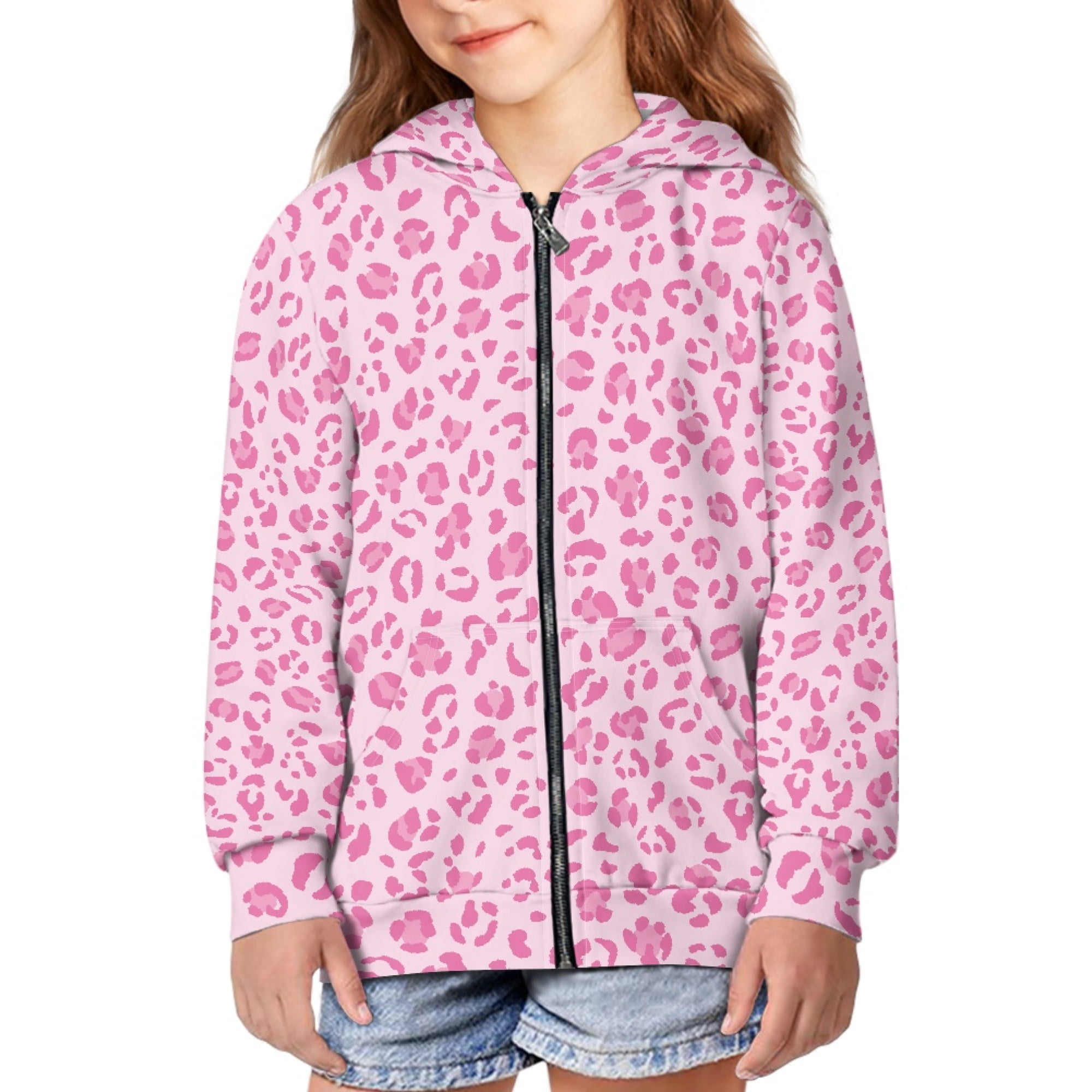 DISNIMO Girls Leopard Print Hoodie Kids Zip Up Hoodies Girls 11-13 ...