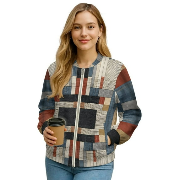 DISNIMO Grid Printed Sweatshirts for Women Casual Outwear Long Sleeve ...