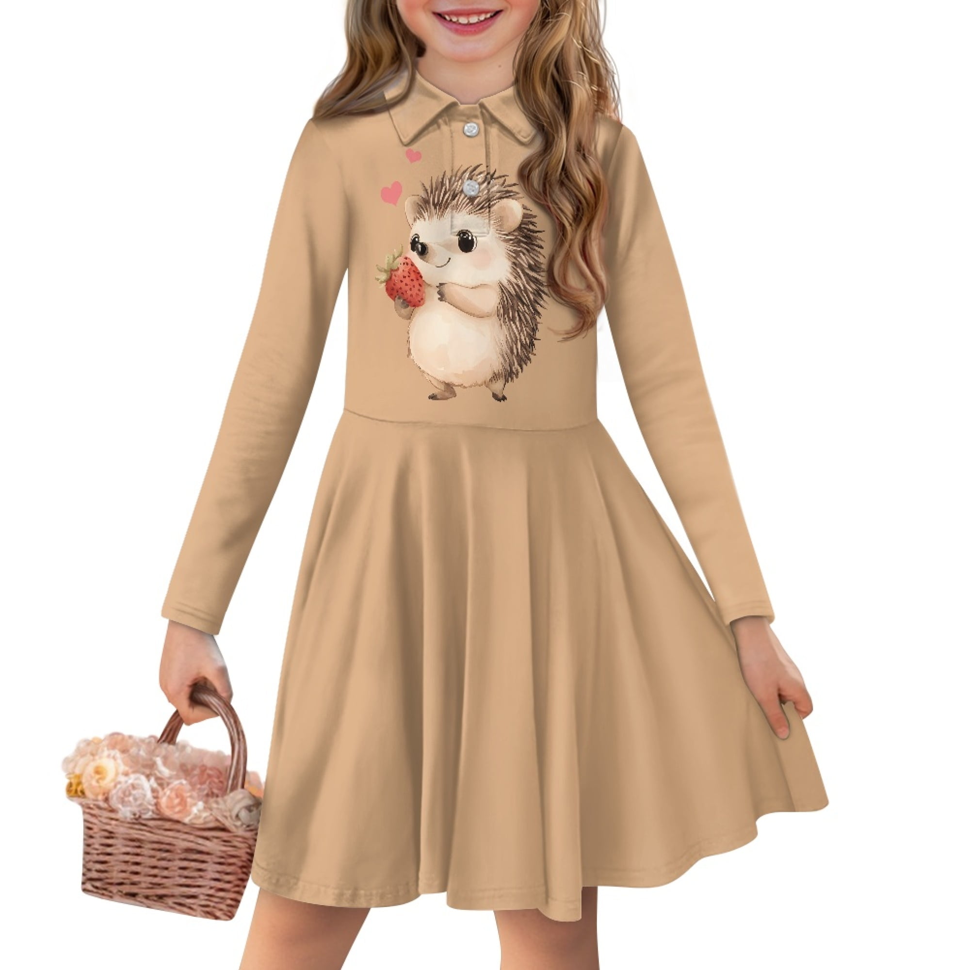 DISNIMO Hedgehog Strawberry Dress for Girls Heart Dresses Girls Long ...