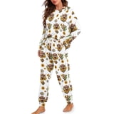 DISNIMO Highland Cow Print Pajama Set for Women Aztec Sunflower Printed ...