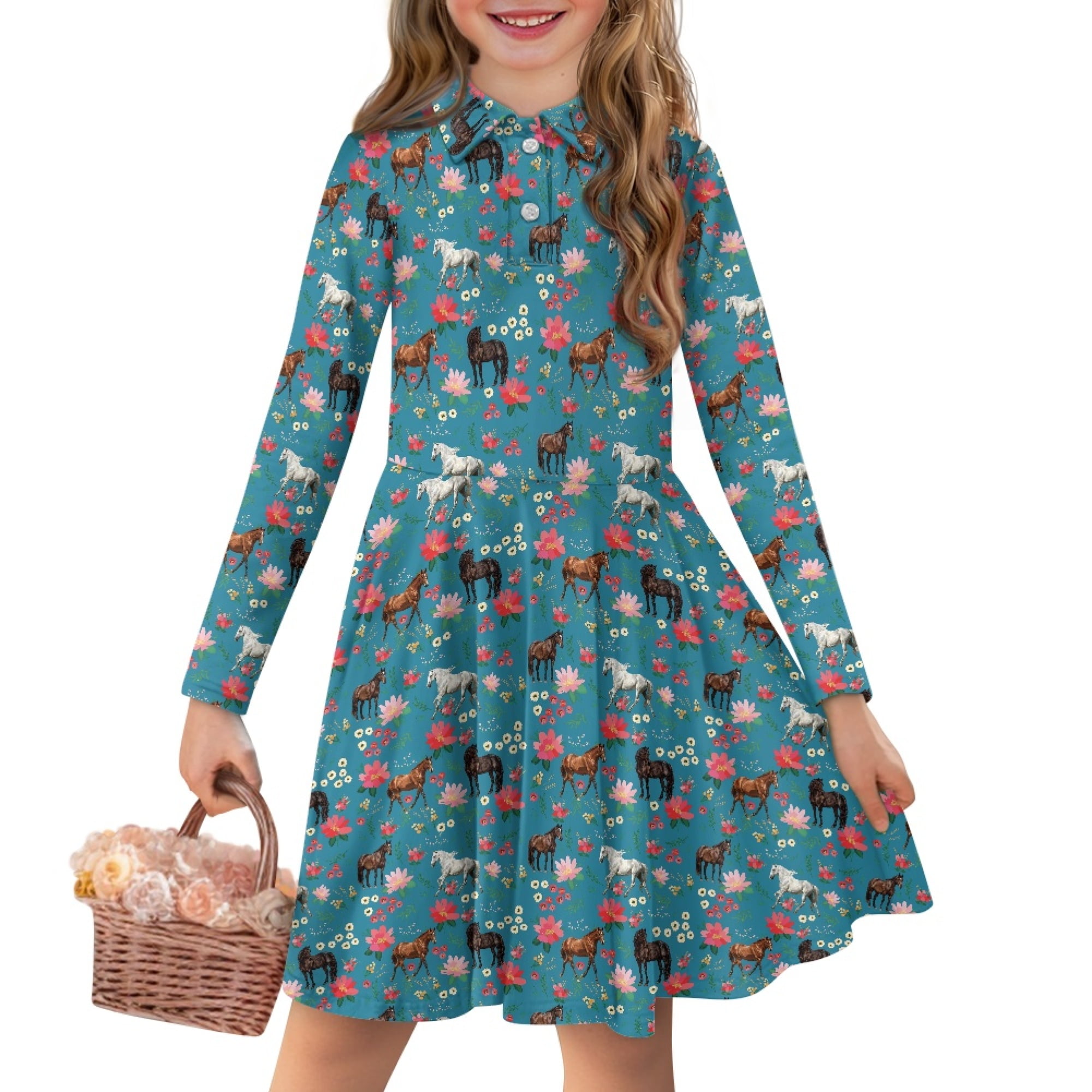 DISNIMO Horse Dresses for Girls 9-10 Flower Dress Kids Casual Midi ...