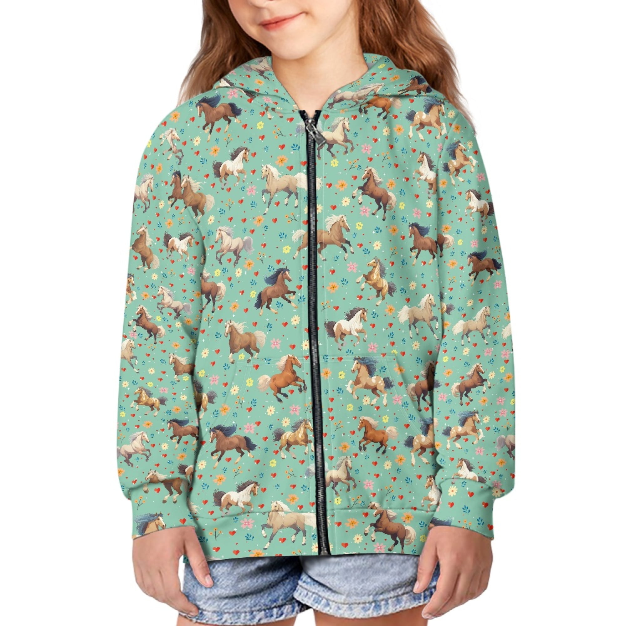 DISNIMO Horse Zip Up Hoodie Kids Daisy Hoodie Girls 11-13 Preppy ...
