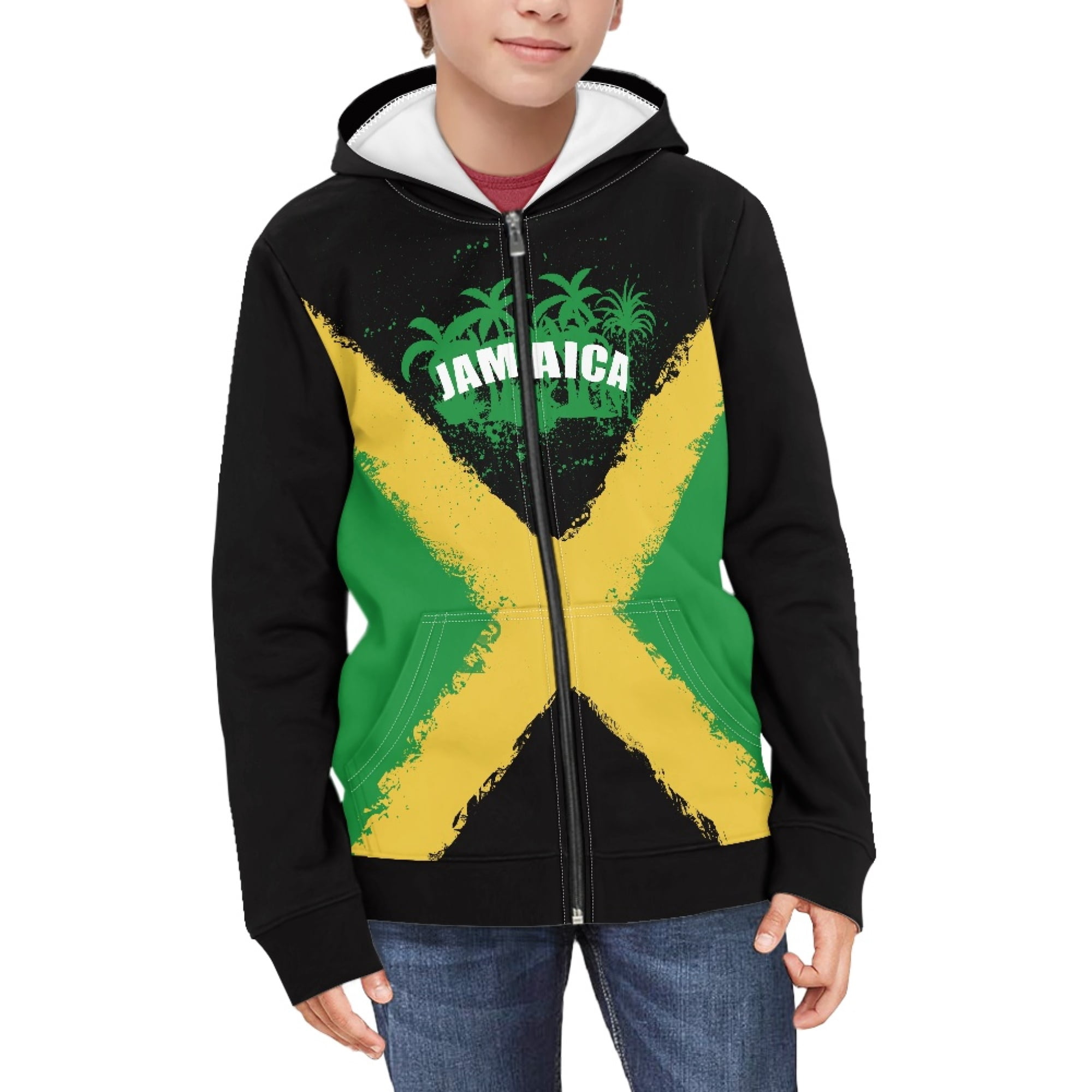 DISNIMO Jamaican Flag Hoodie Kids Palm Tree Hoodies Boys Hoodie Zip Up ...