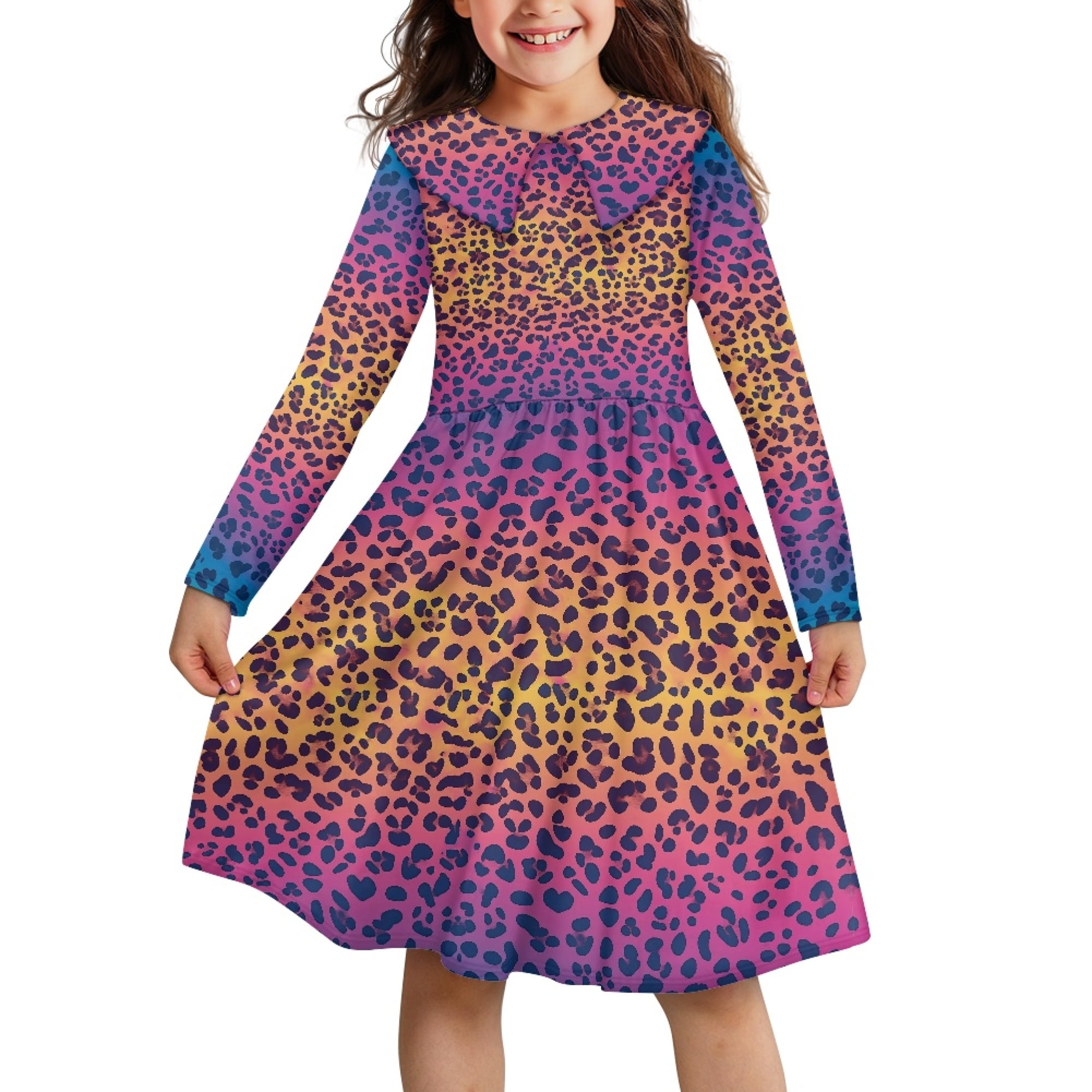 DISNIMO Kids Leopard Print Dress Girls Colorful Dresses for Kids 9-10 ...