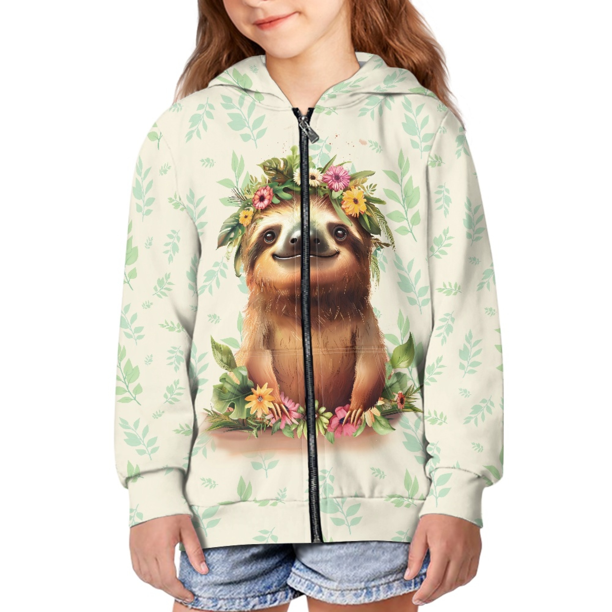 DISNIMO Kids Sloth Hoodies for Girl Teens Flower Hoodie Girls Zip ...