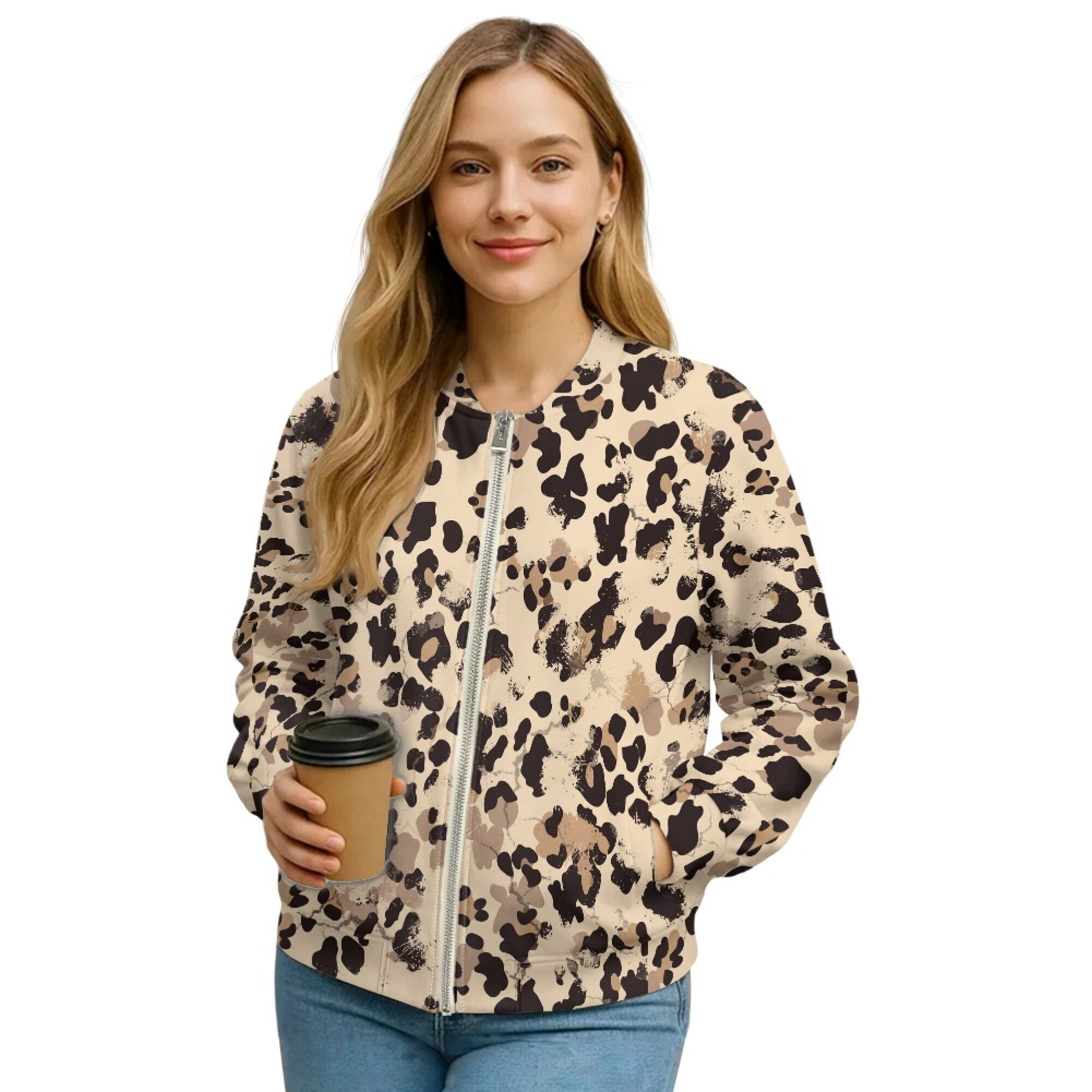 DISNIMO Leopard Print Jackets for Women Long Sleeve Sweatshirts Zip Up ...