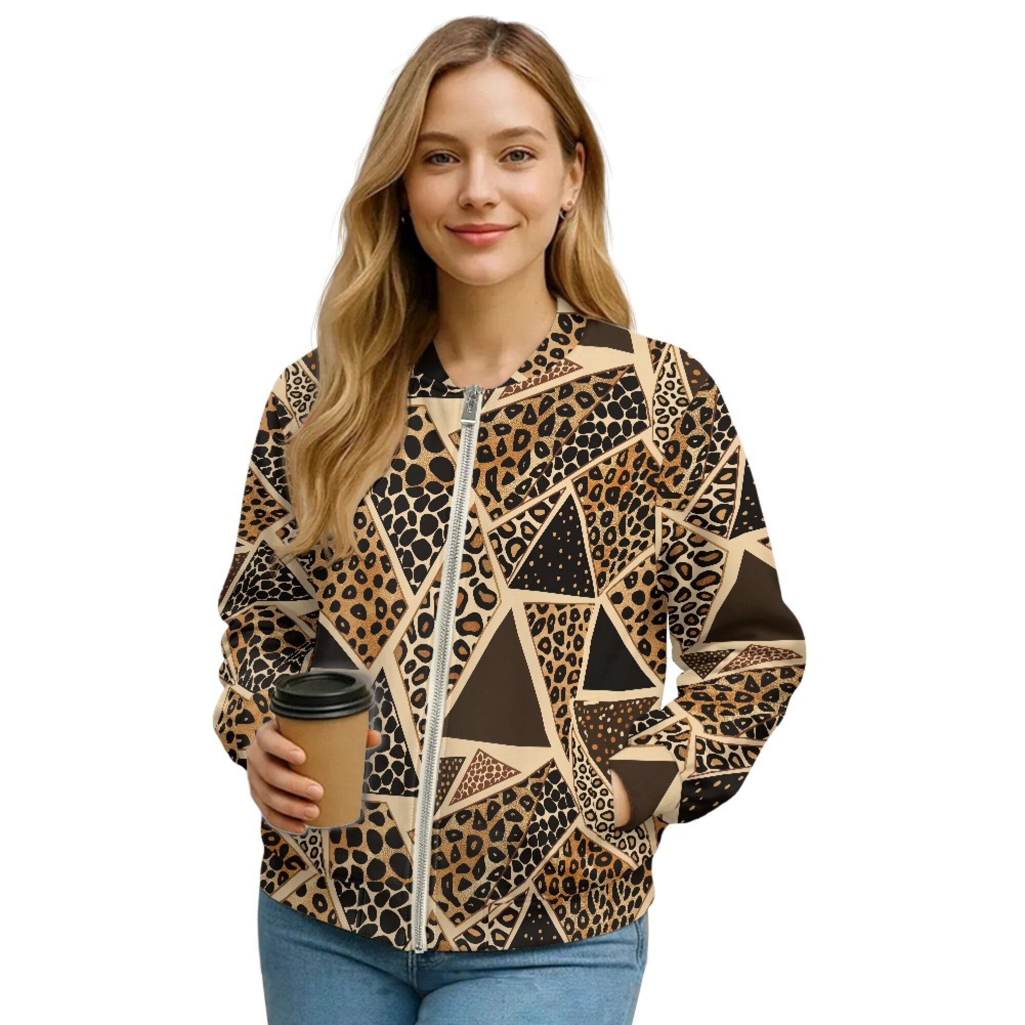 DISNIMO Leopard Print Jackets for Women Long Sleeve Sweatshirts Zip Up ...