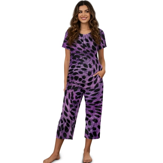 DISNIMO Leopard Print Pajama Set for Women, Soft Sleepwear Summer 2 ...